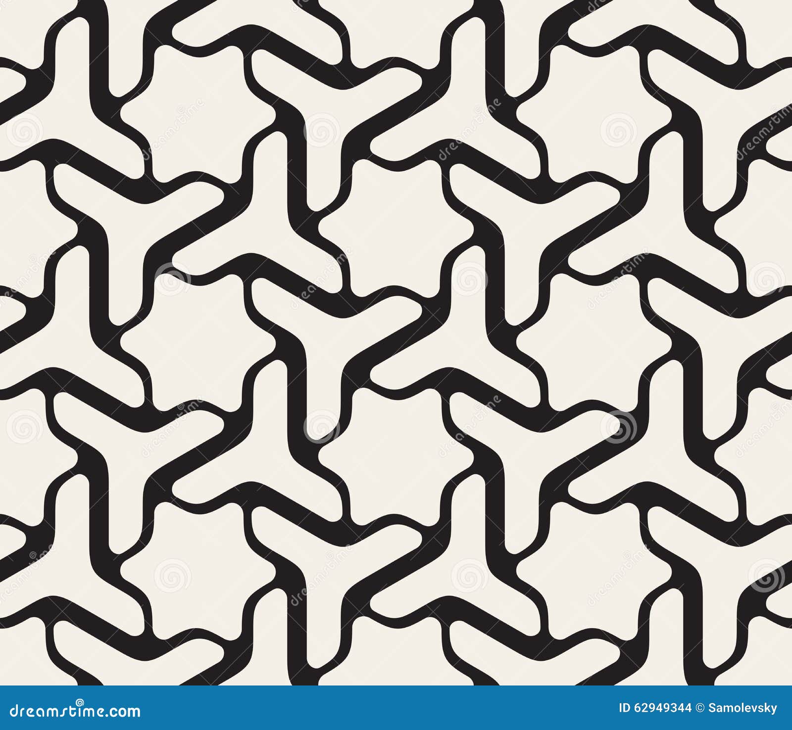 Vector Seamless Black and White Rounded Star Shapes Spiral Tiling ...