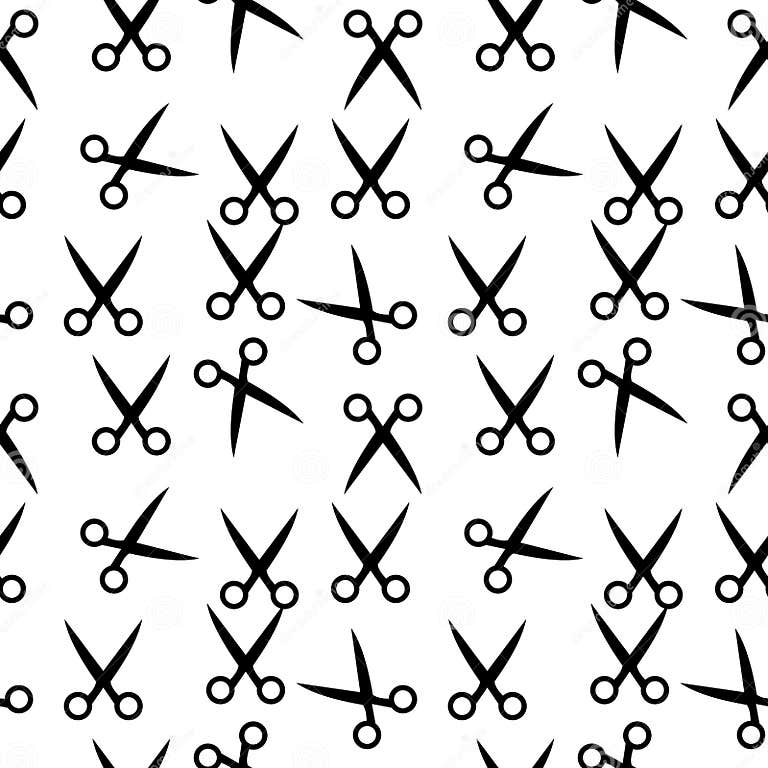 Vector Seamless Black and White Scissors Pattern Background Stock ...