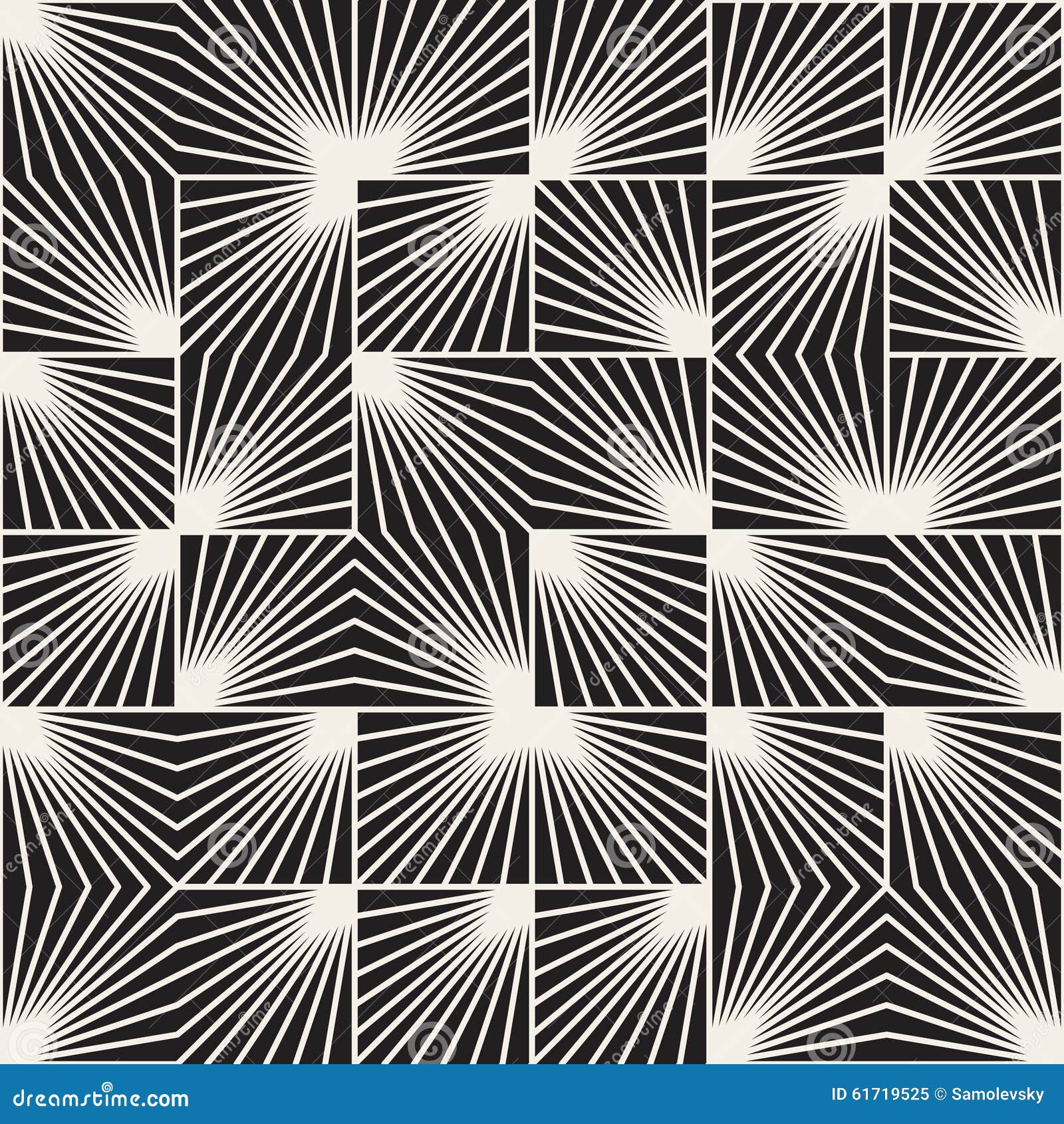 Vector Seamless Black and White Square Line Rays Irregular Geometric ...
