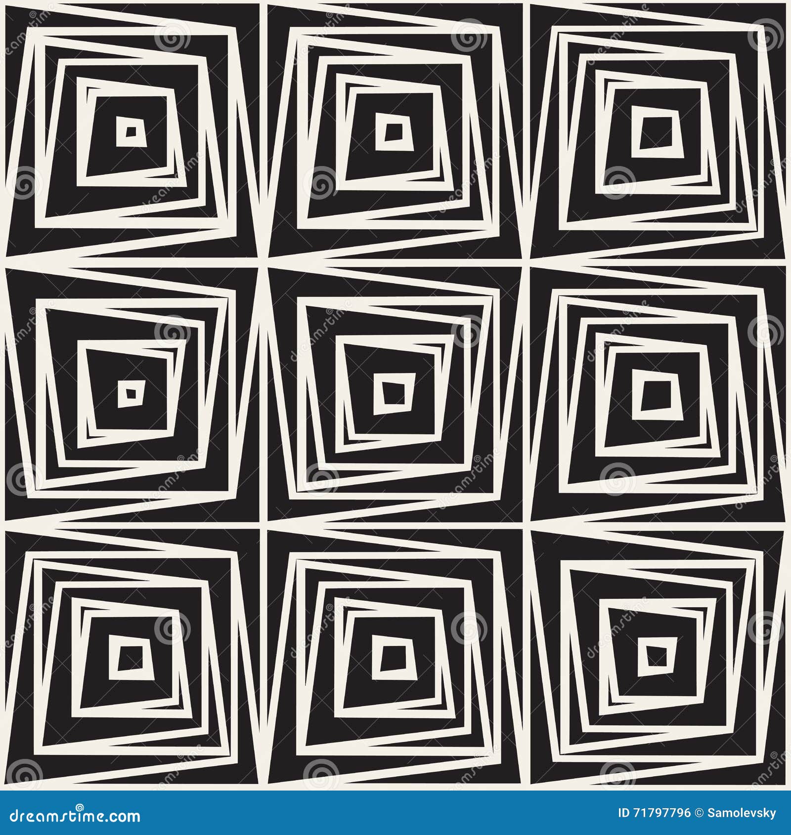 Vector Seamless Black and White Square Lines Pattern Stock Vector ...