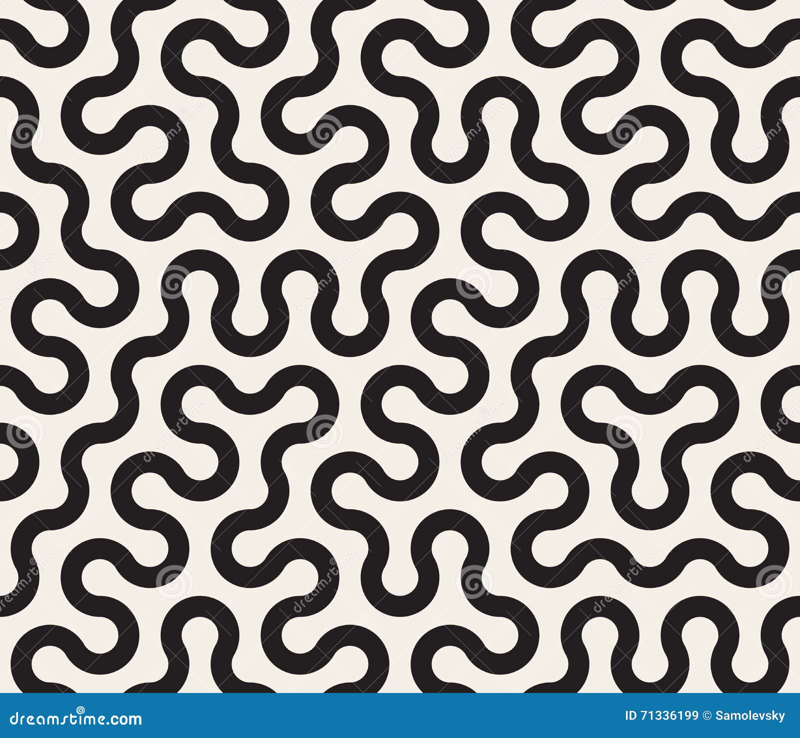 Vector Seamless Black and White Tangled Round Stripes Geometric Pattern ...