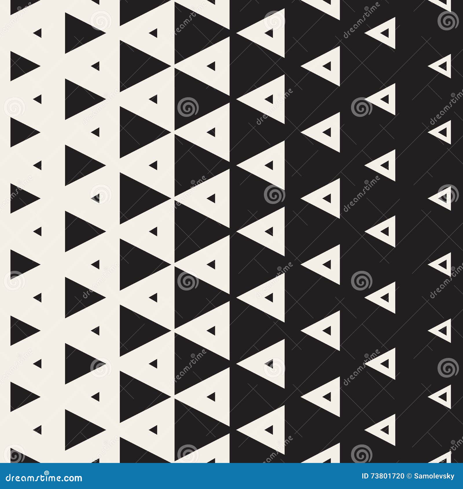 Vector Seamless Black and White Vertical Triangle Halftone Pattern ...