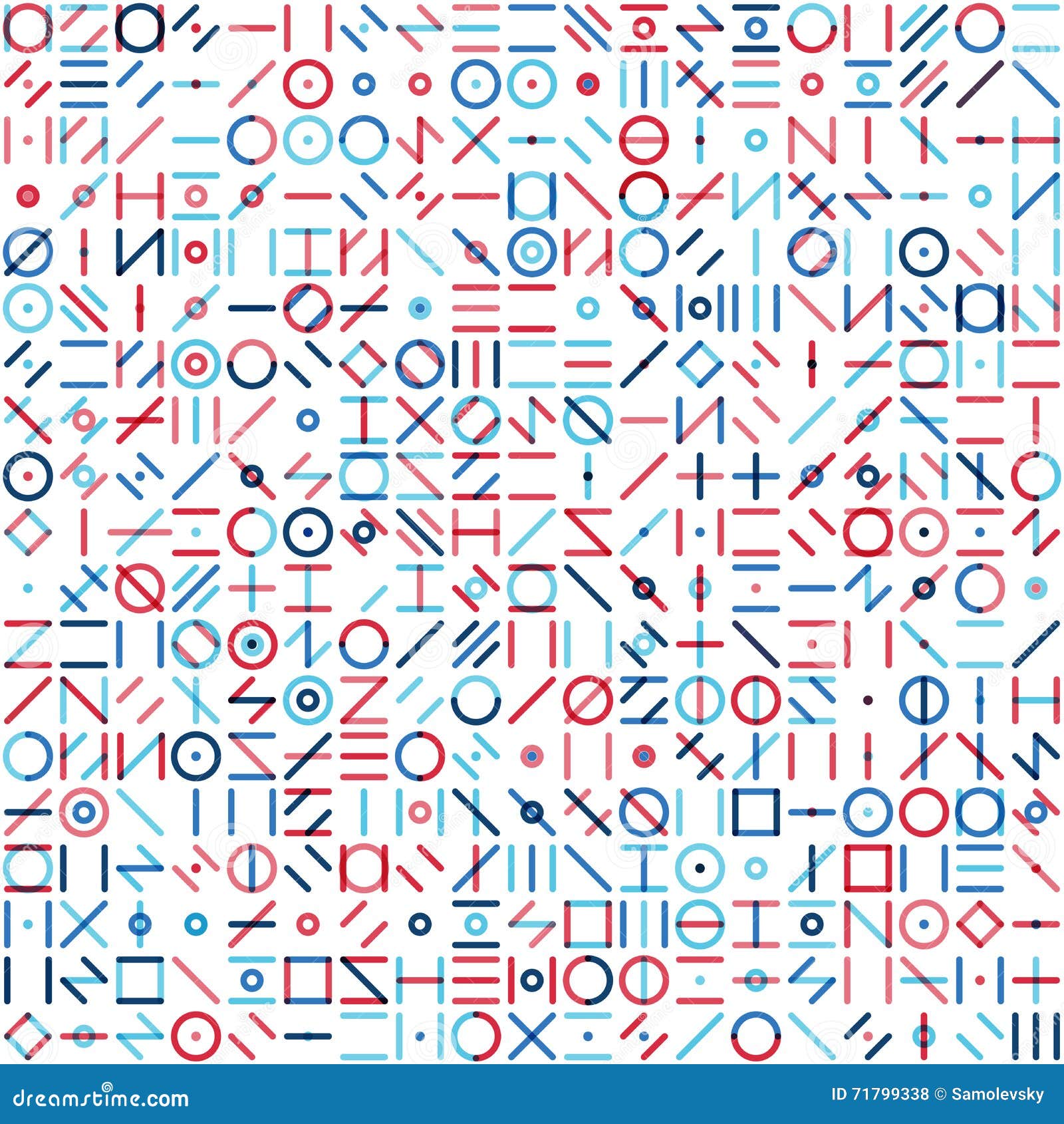 Vector Seamless Blue Red Colorful Random Geometric Line Signs Pattern ...