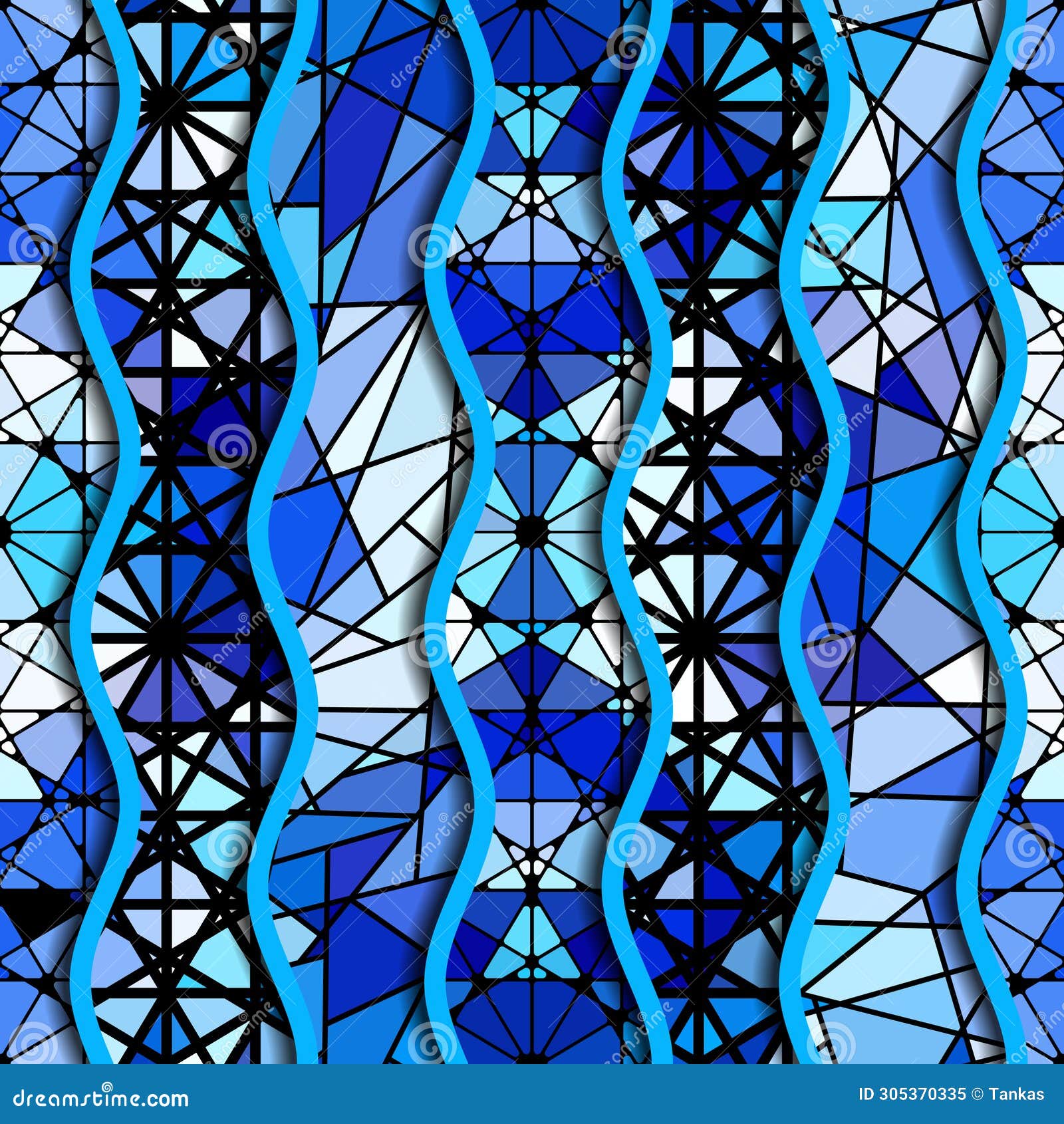 Vector Seamless Blue Tile Mosaic Pattern. Ceramic Tiles Background ...