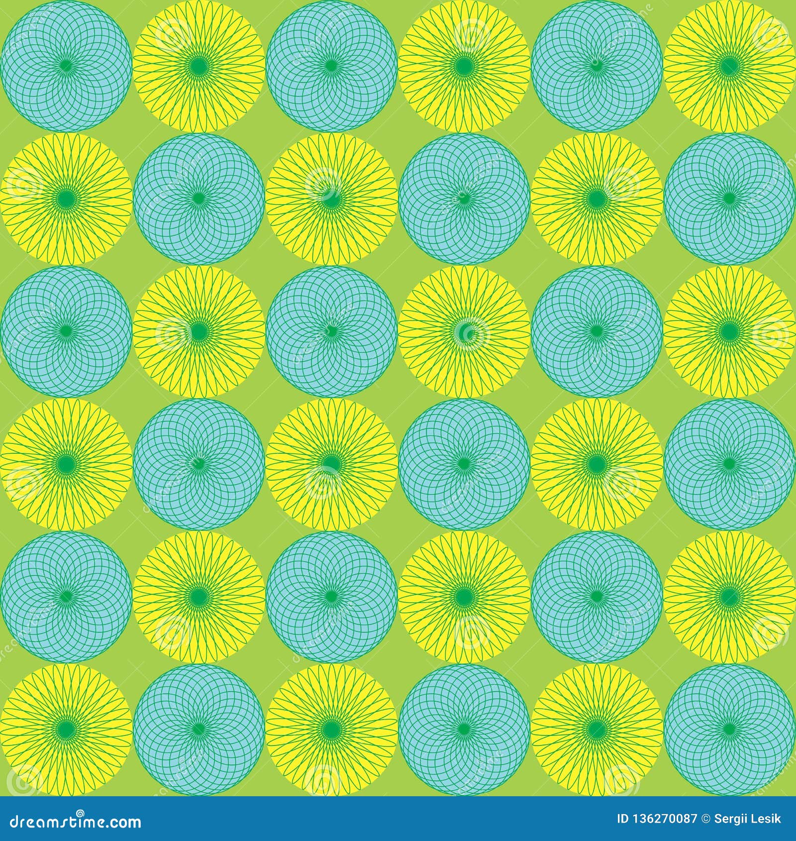 Vector Seamless Blue Yellow Color Irregular Rounded Arc Lines Geometric ...