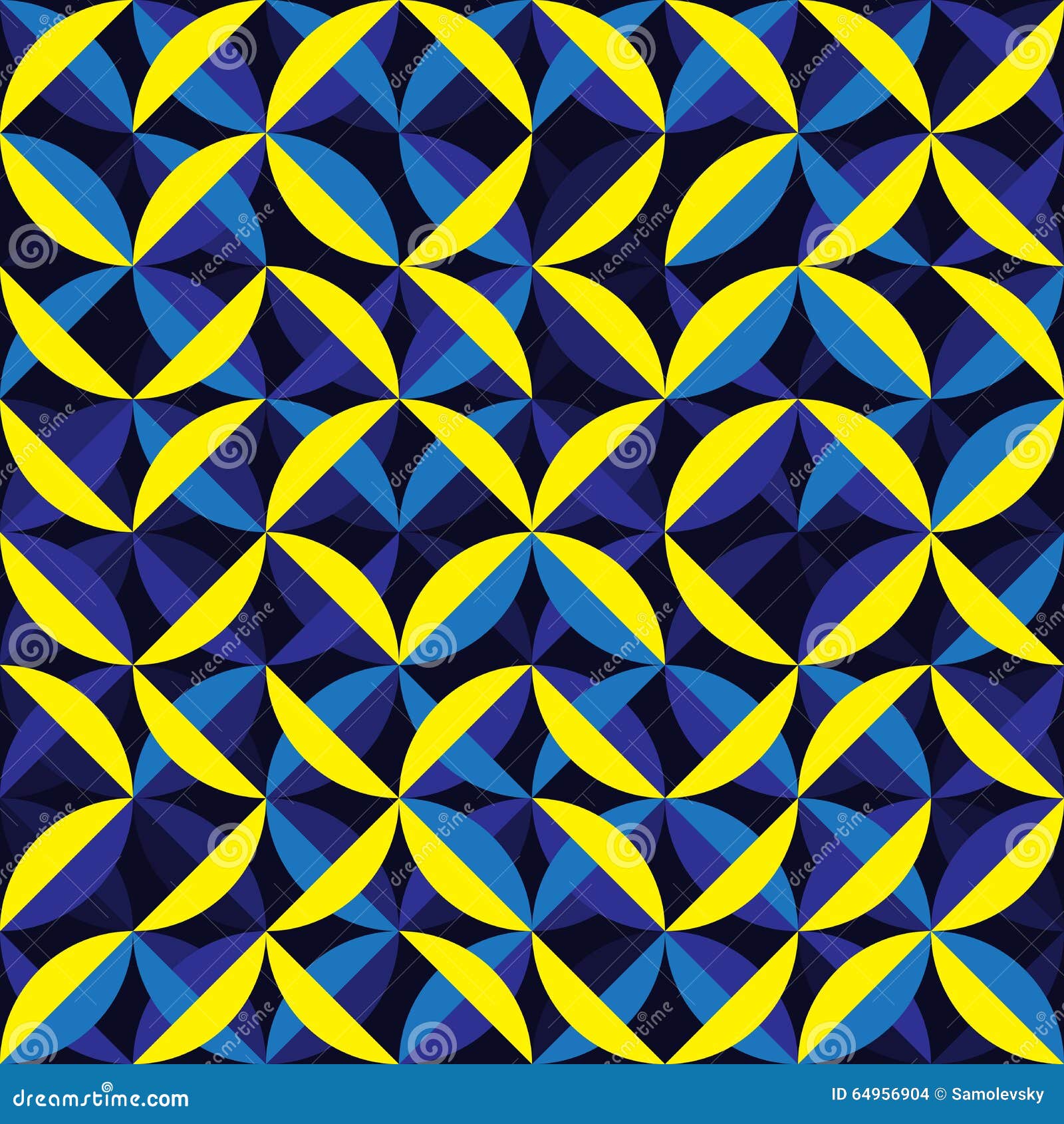 Vector Seamless Blue Yellow Color Irregular Rounded Arc Lines Geometric ...