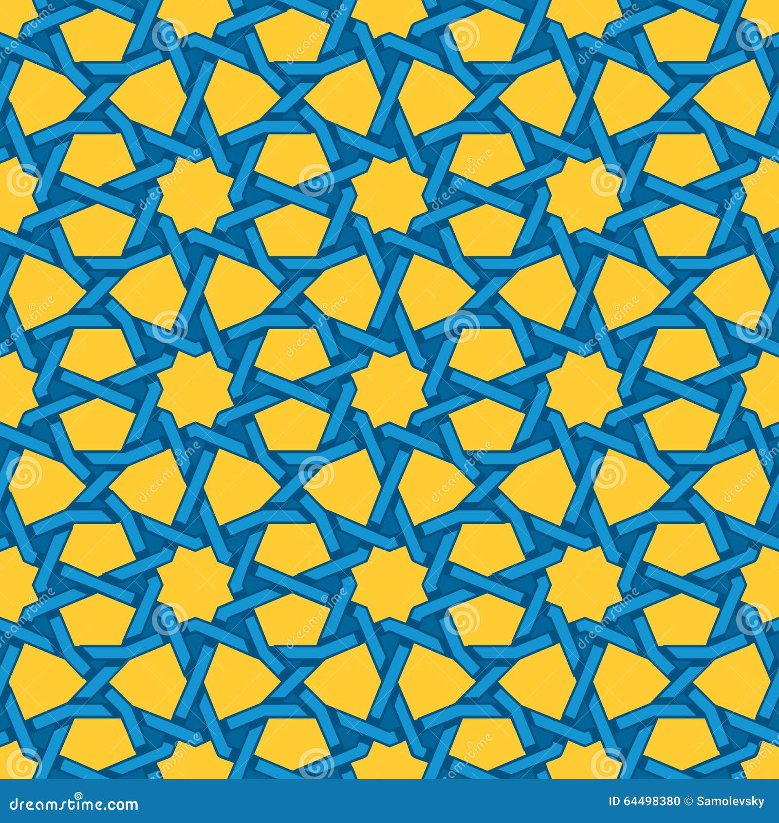 Yellow Islamic Pattern Background With Origami Paper Mosque Royalty ...