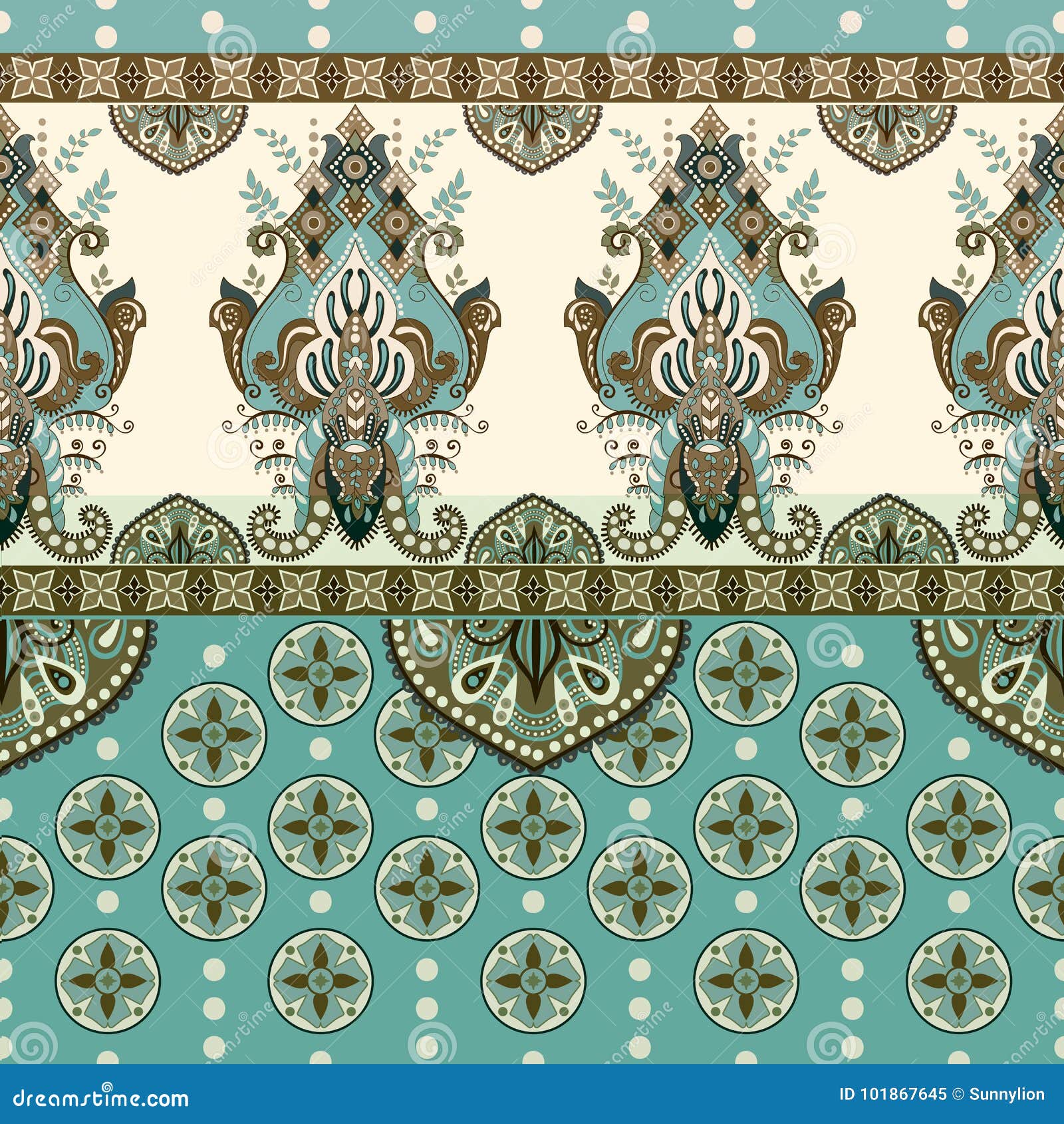 Vector Seamless Border with Decorative Ethnic Elements. Moroccan Style ...