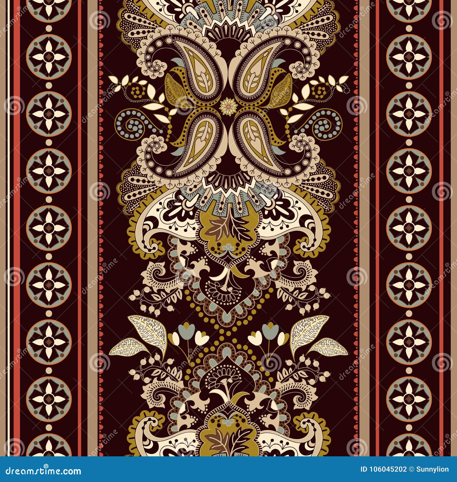 Vector Seamless Border with Decorative Ethnic Elements. Stock Vector ...