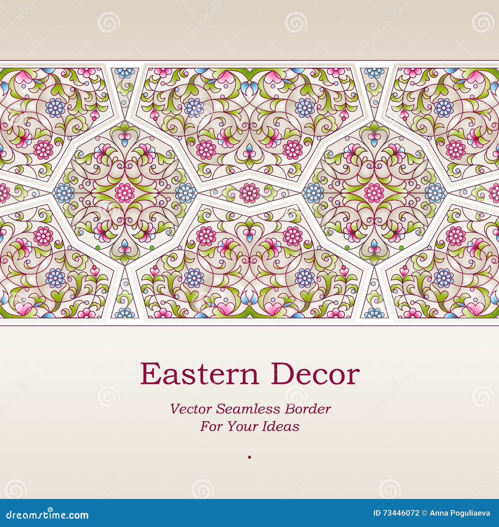 Vector Seamless Border in Eastern Style. Stock Vector - Illustration of ...