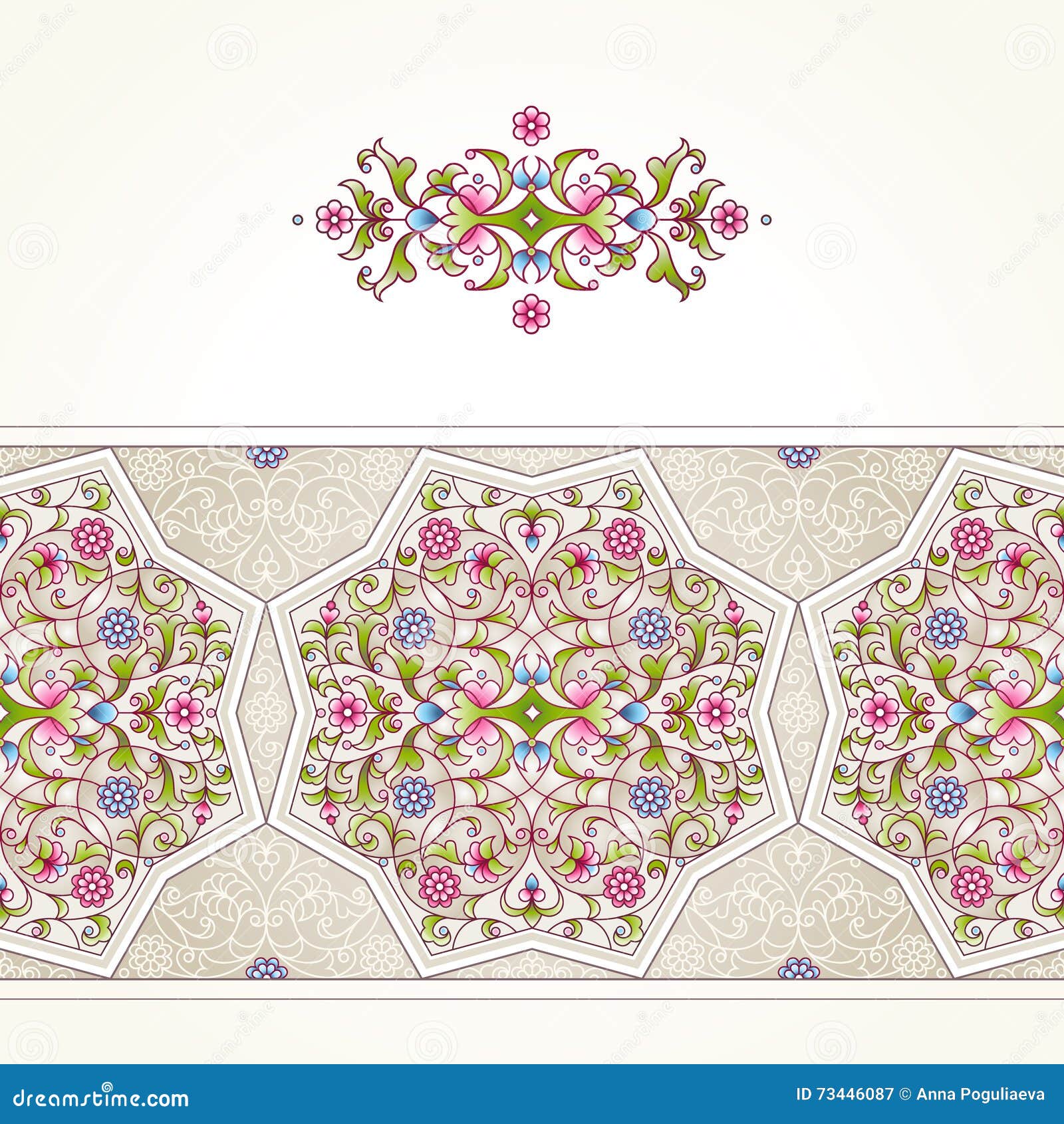 Vector Seamless Border in Eastern Style. Stock Vector - Illustration of ...