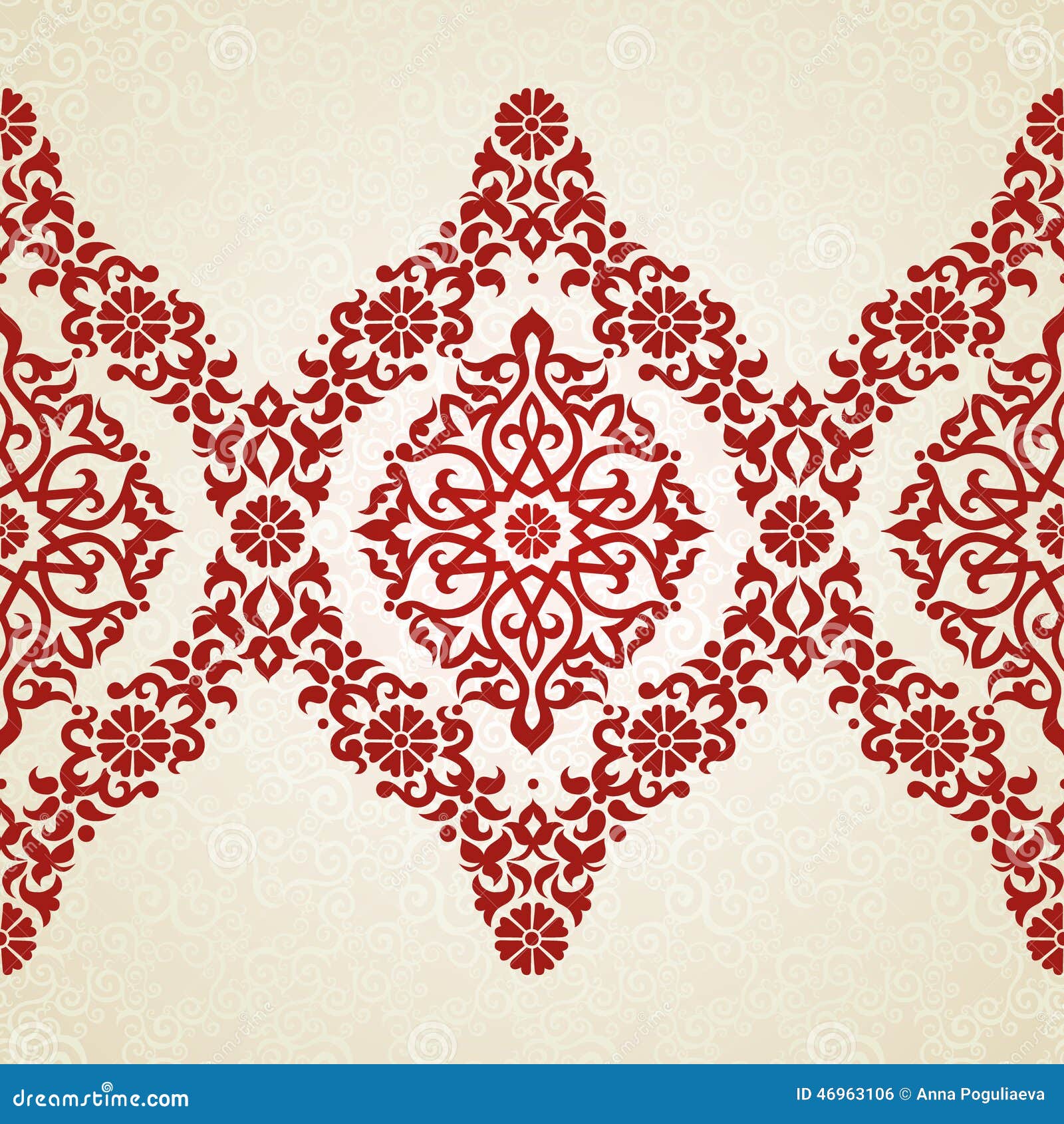 Vector Seamless Border in Eastern Style. Stock Vector - Illustration of ...