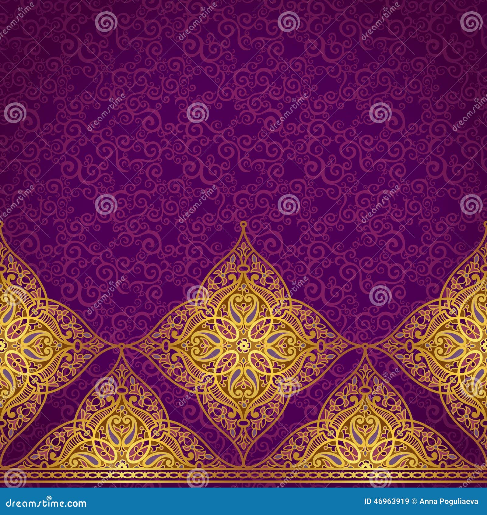 Vector Seamless Border in Eastern Style. Stock Vector - Illustration of ...