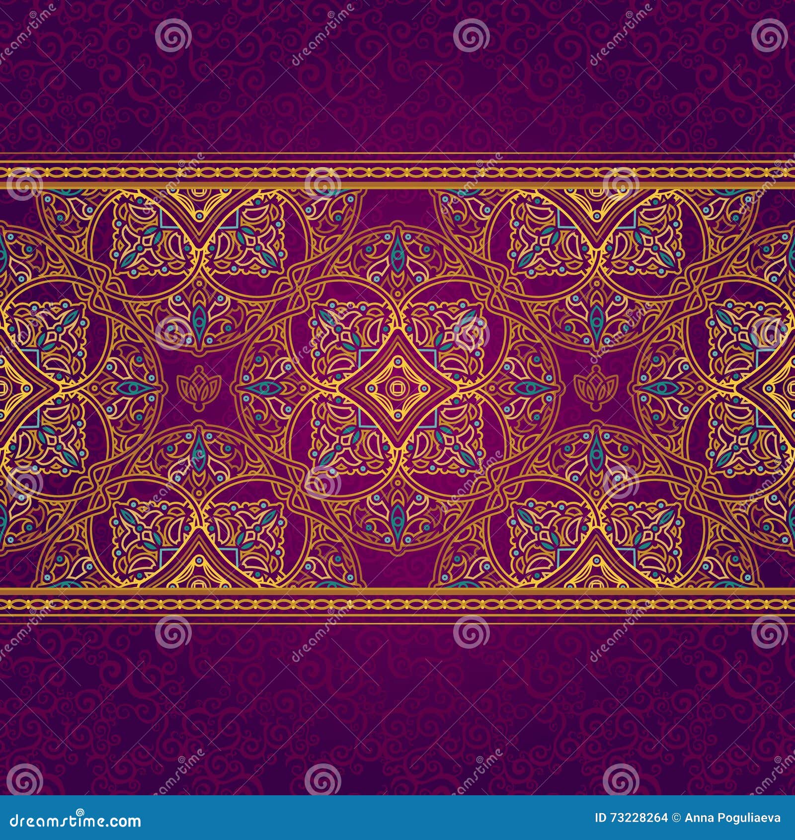 Vector Seamless Border In Eastern Style Stock Vector Illustration Of