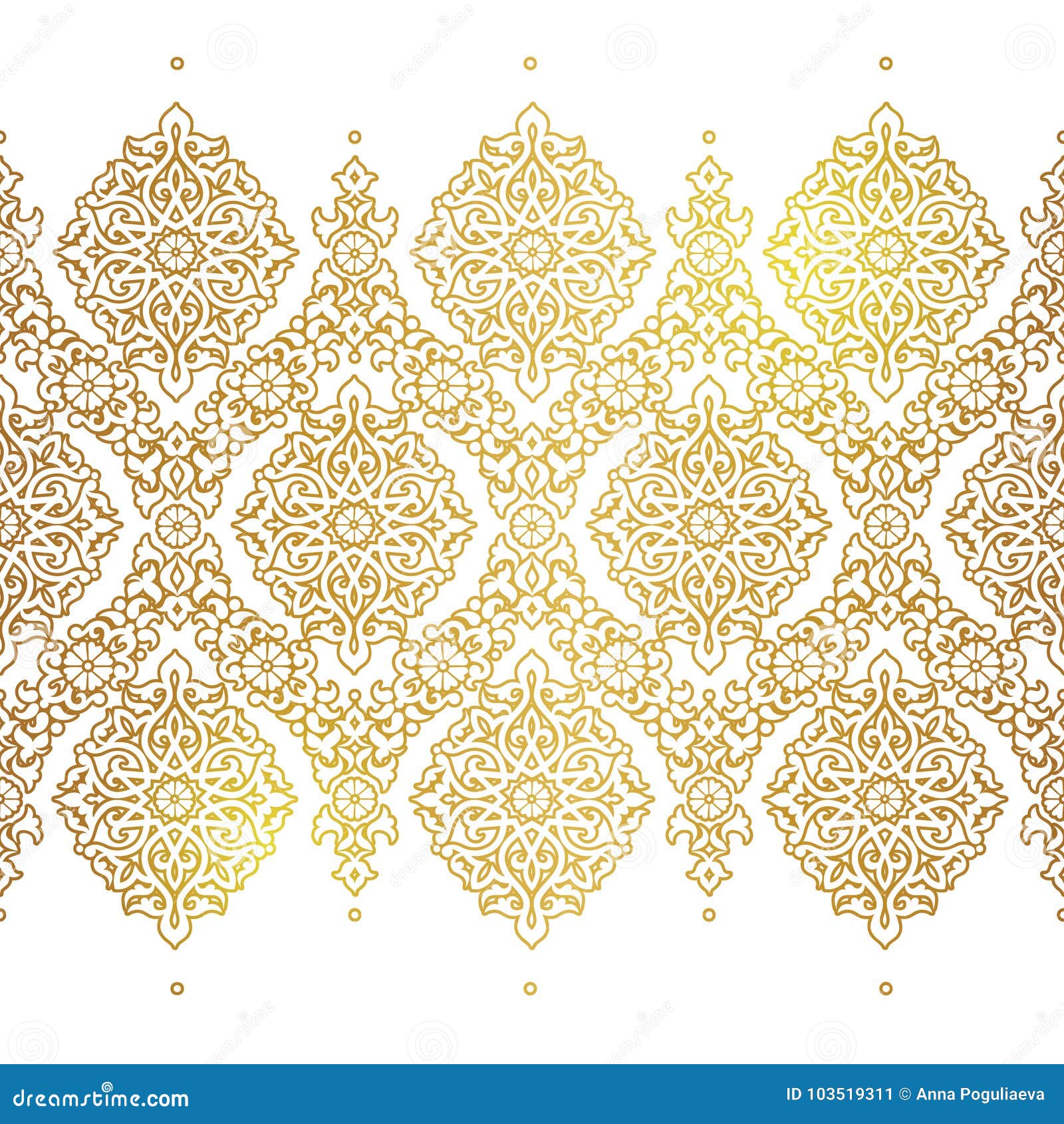 Vector Seamless Border in Eastern Style. Stock Vector - Illustration of ...