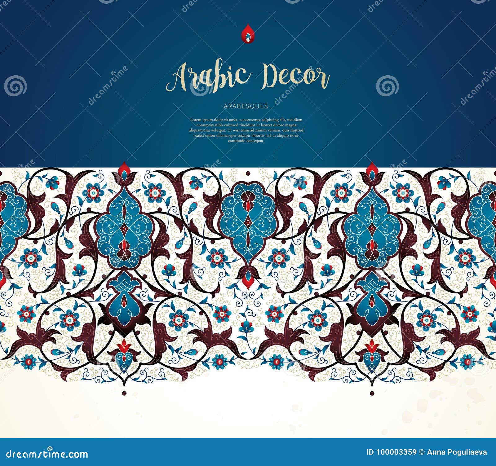 Vector Seamless Border in Eastern Style. Stock Vector - Illustration of ...