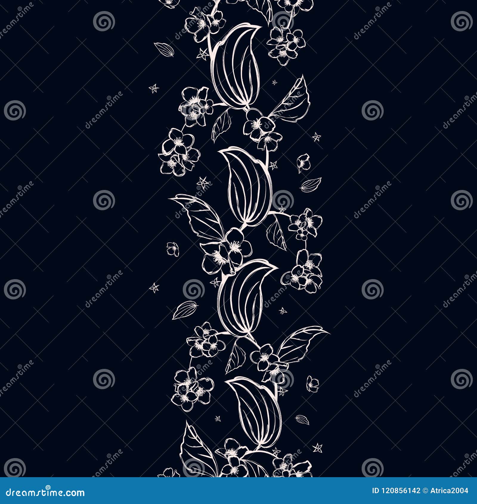 Vector Seamless Border with Jasmine Flowers for Romantic Design. Stock ...