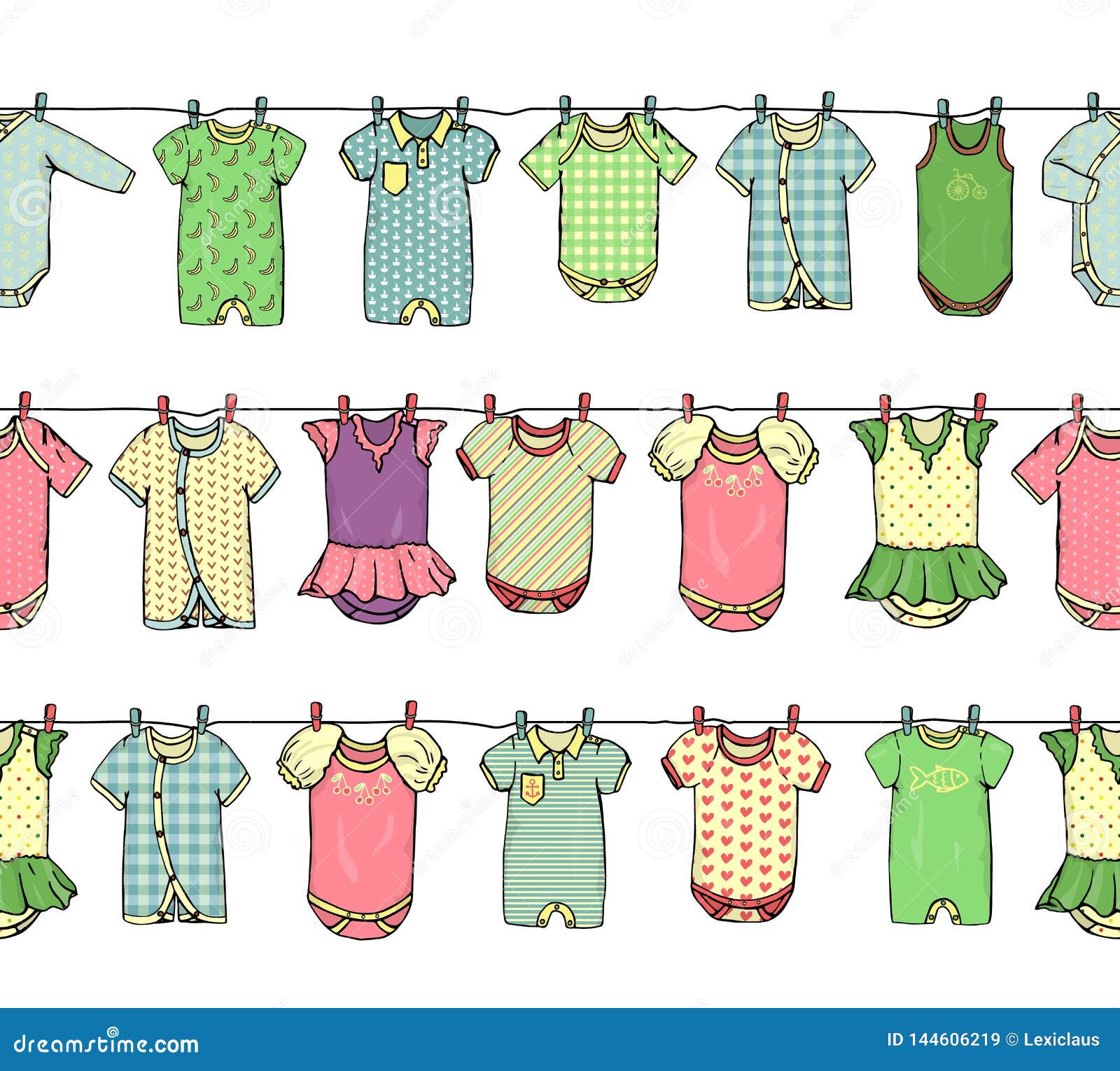 Baby clothes border stock vector. Illustration of mother - 144606219