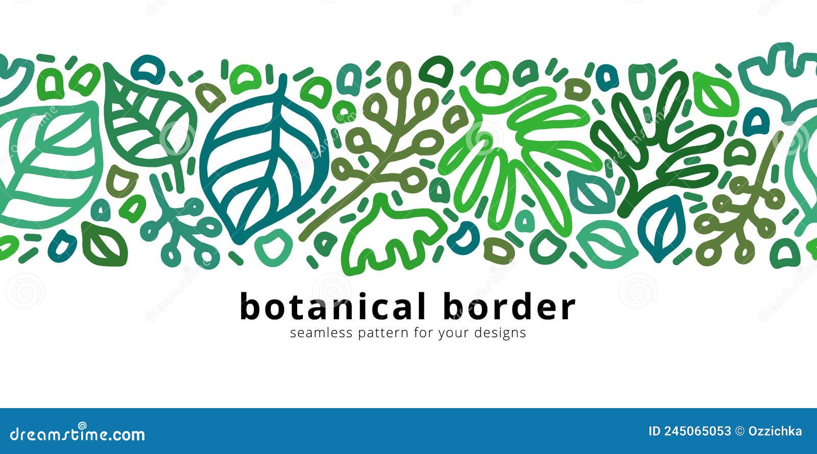 Vector Seamless Border Pattern with Botanical Elements. Floral Linear ...
