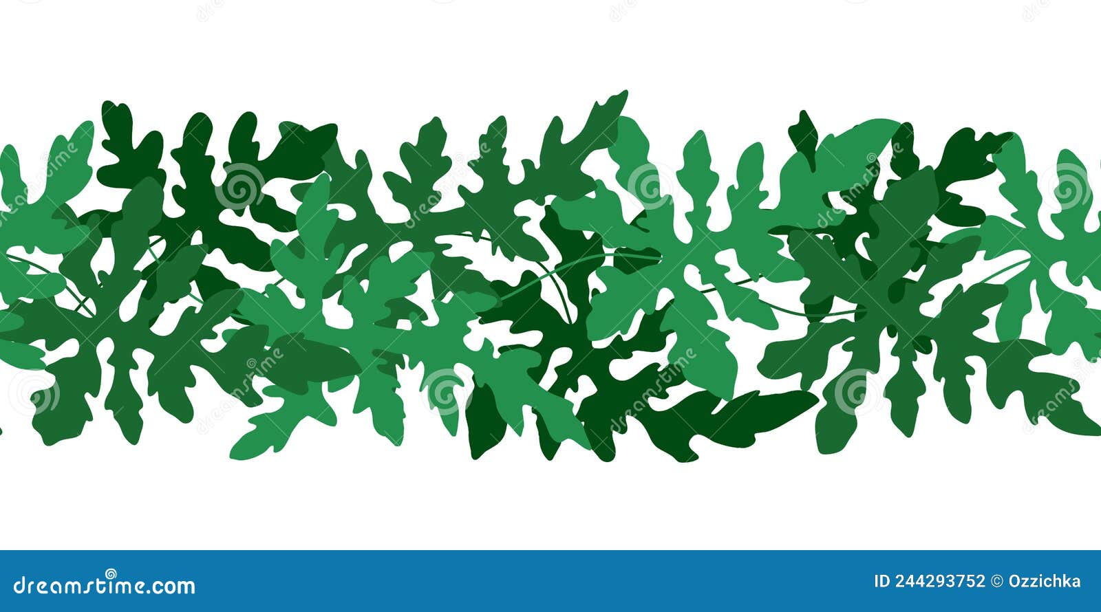 Vector Seamless Border Pattern with Leaves, Repeatable Background ...