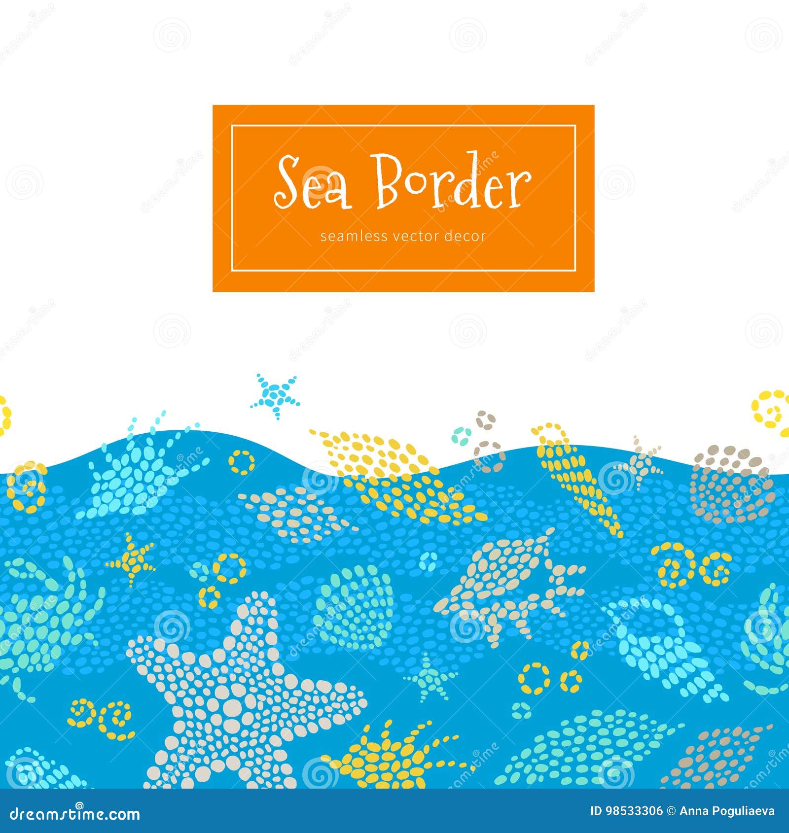 Vector Seamless Border with Sea Elements. Stock Vector - Illustration ...