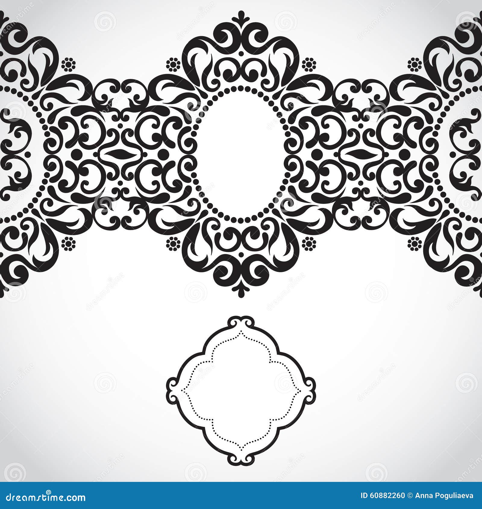 Vector Seamless Border in Victorian Style. Stock Vector - Illustration ...
