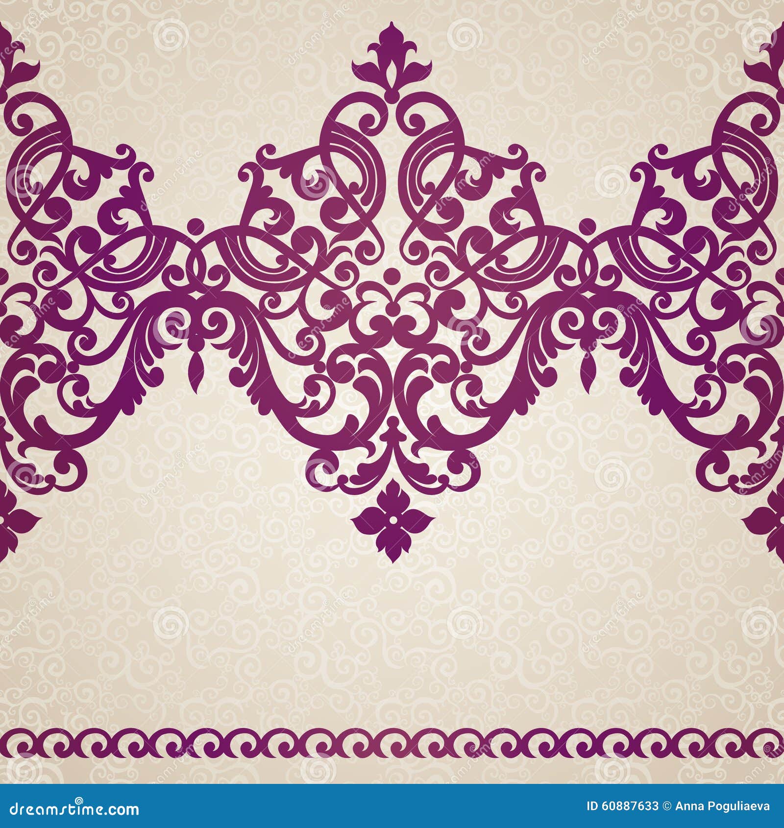 Vector Seamless Border in Victorian Style. Stock Vector - Illustration ...