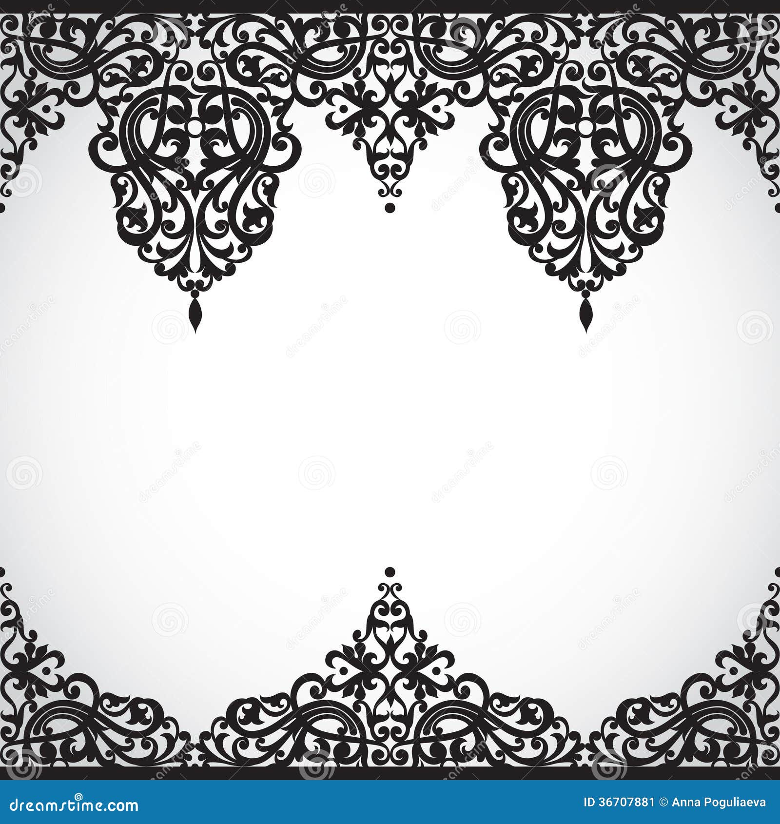 Vector Seamless Border in Victorian Style. Stock Vector - Illustration ...