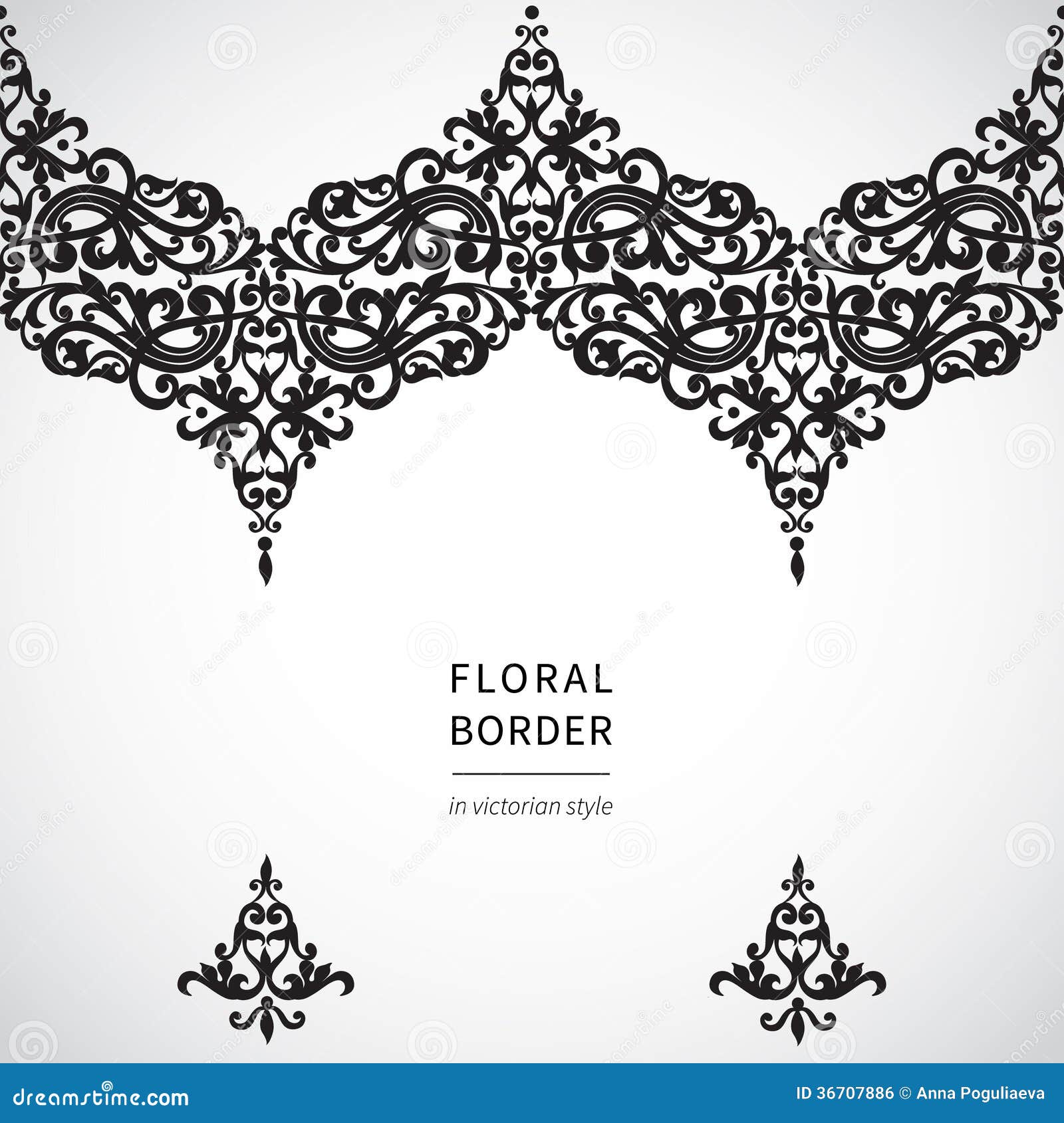 Vector Seamless Border in Victorian Style. Stock Vector - Illustration ...