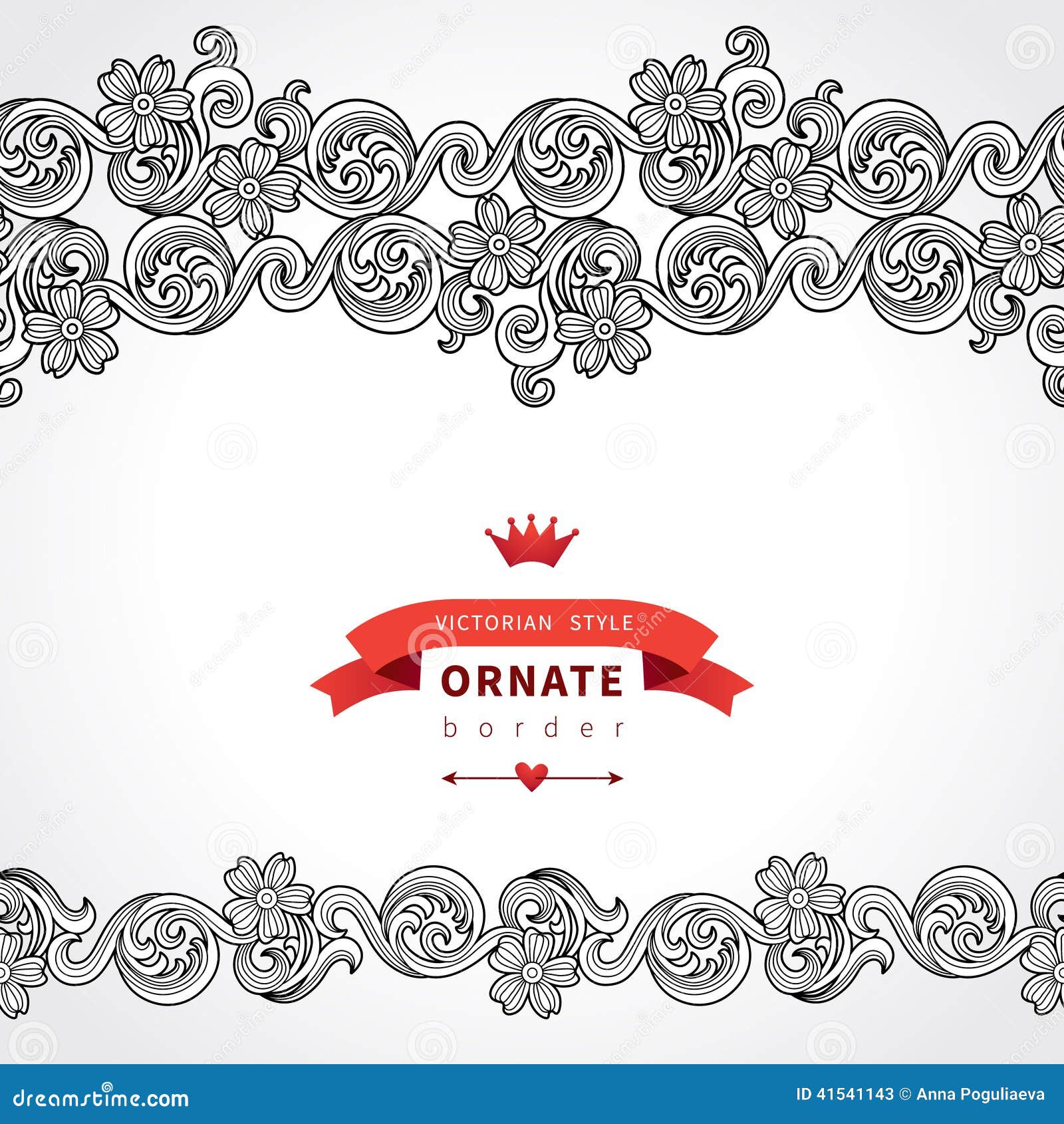 Vector Seamless Border in Victorian Style with Hipsters Label. Stock ...