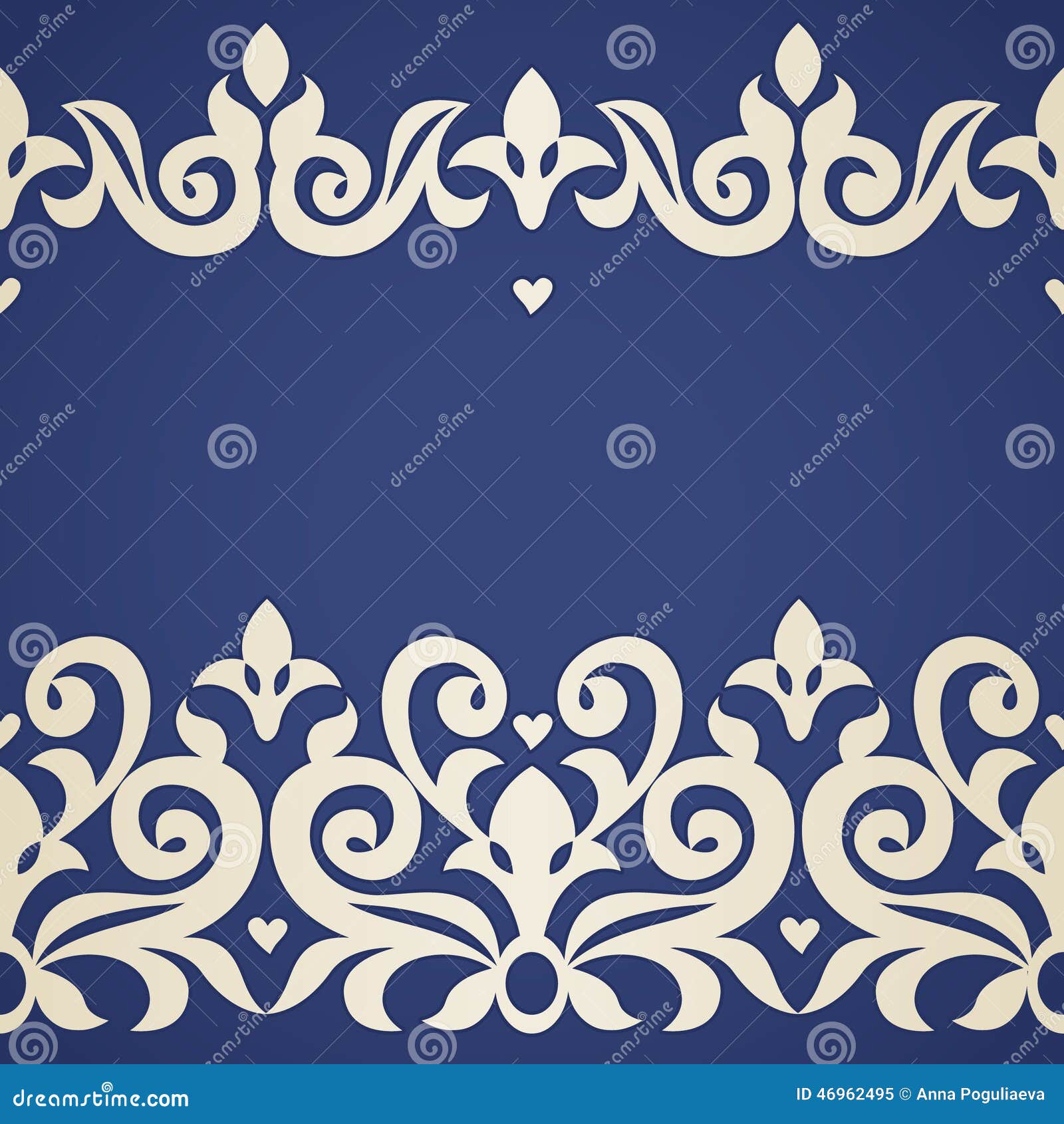 Vector Seamless Border in Victorian Style. Stock Vector - Illustration ...