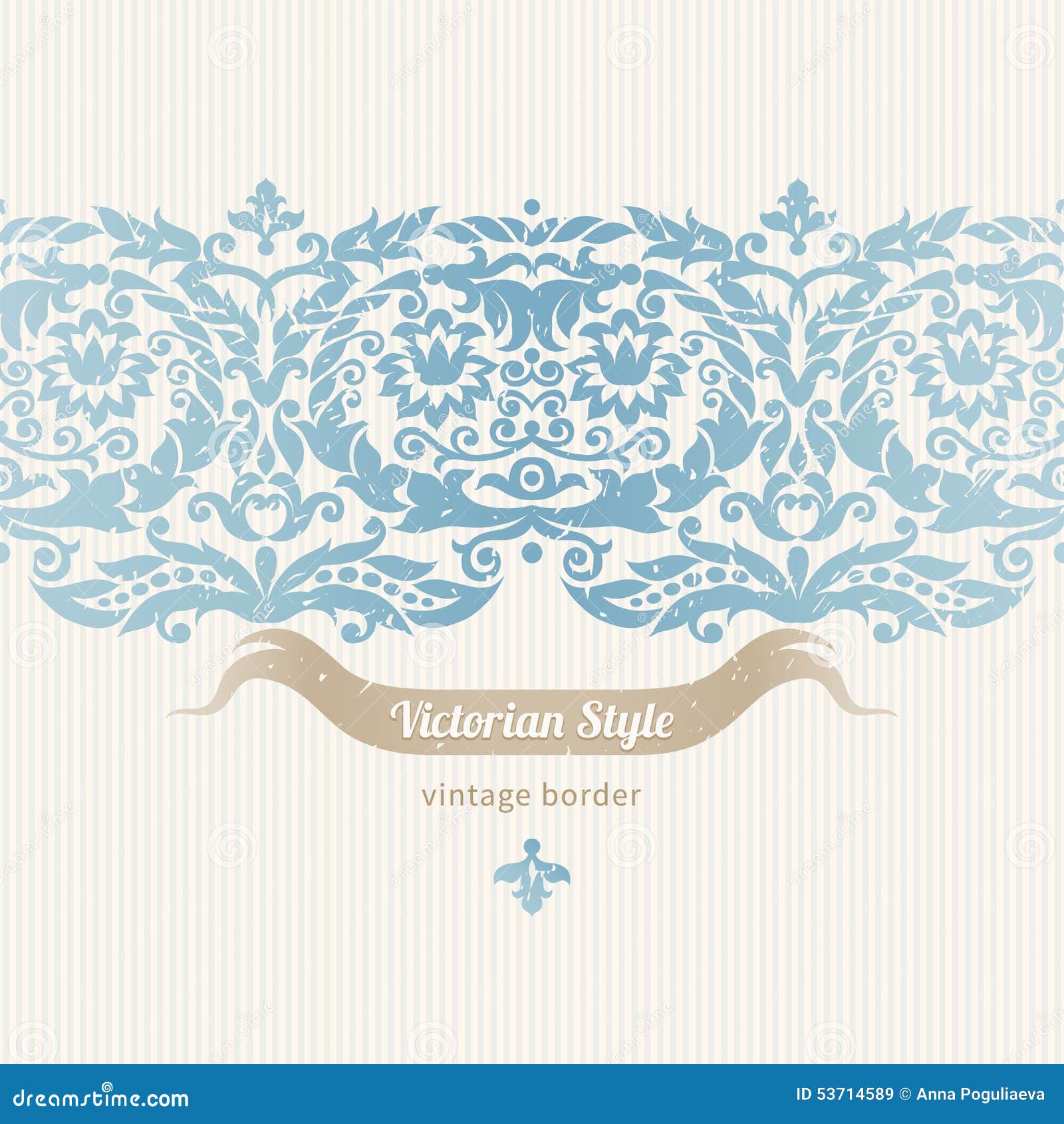 Vector Seamless Border in Victorian Style. Stock Vector - Illustration ...