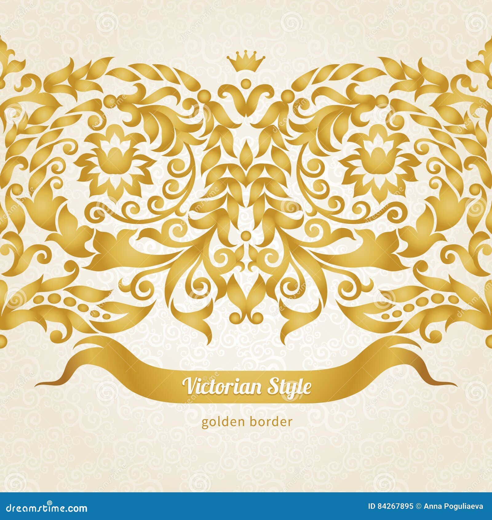 Vector Seamless Border in Victorian Style. Stock Vector - Illustration ...