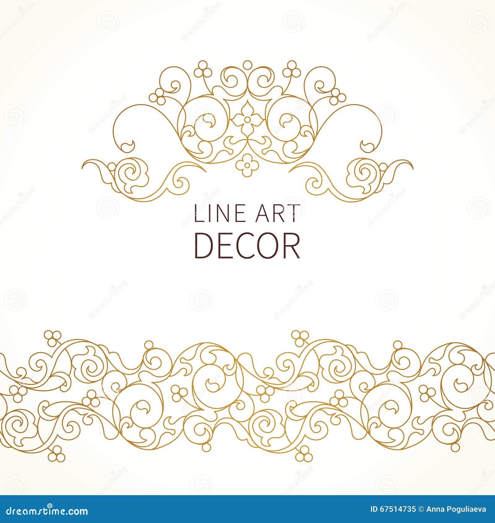 Vector Seamless Border and Vignette in Eastern Style. Stock ...