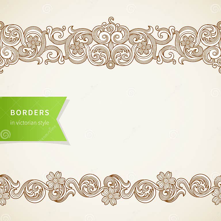 Vector Seamless Borders in Victorian Style. Stock Vector - Illustration ...