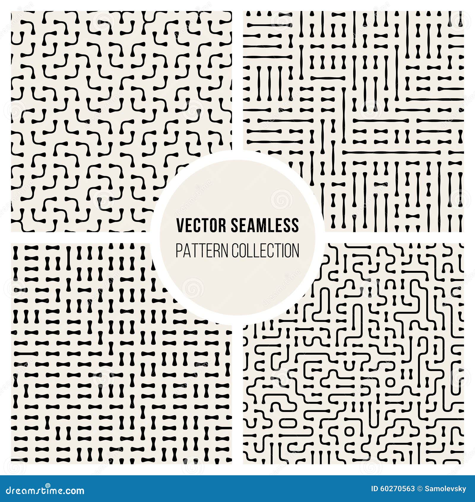 Vector Seamless BW Lines Geometric Pattern Collection Stock Vector ...