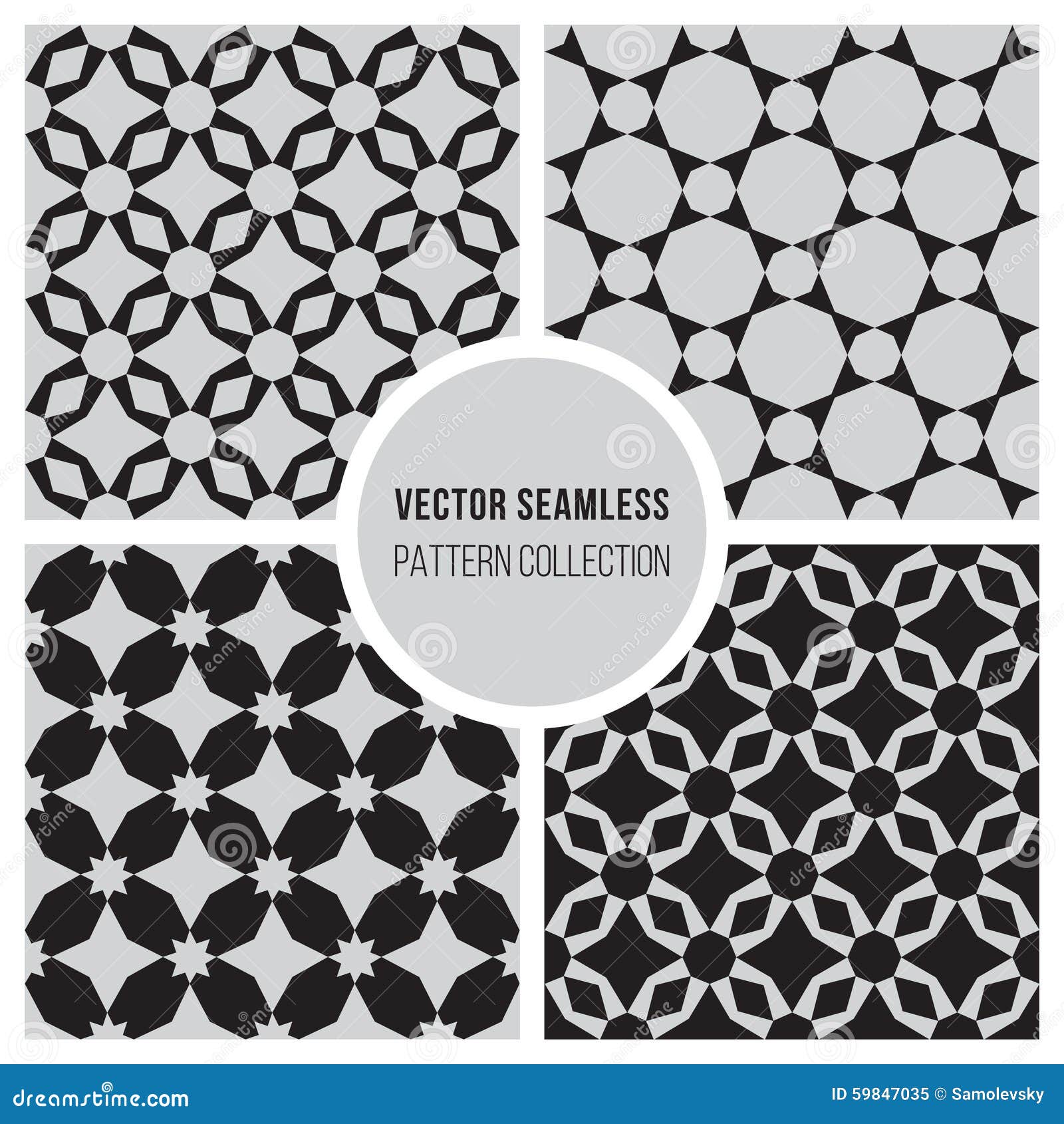 Vector Seamless BW Pattern Collection Stock Vector - Illustration of ...