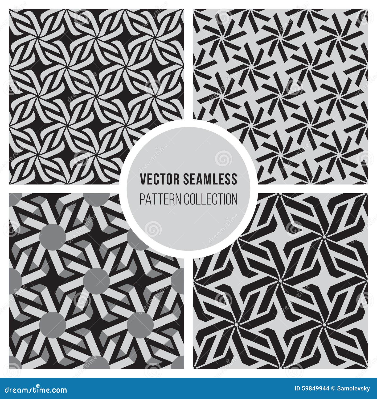 Vector Seamless BW Pattern Collection Stock Vector - Illustration of ...