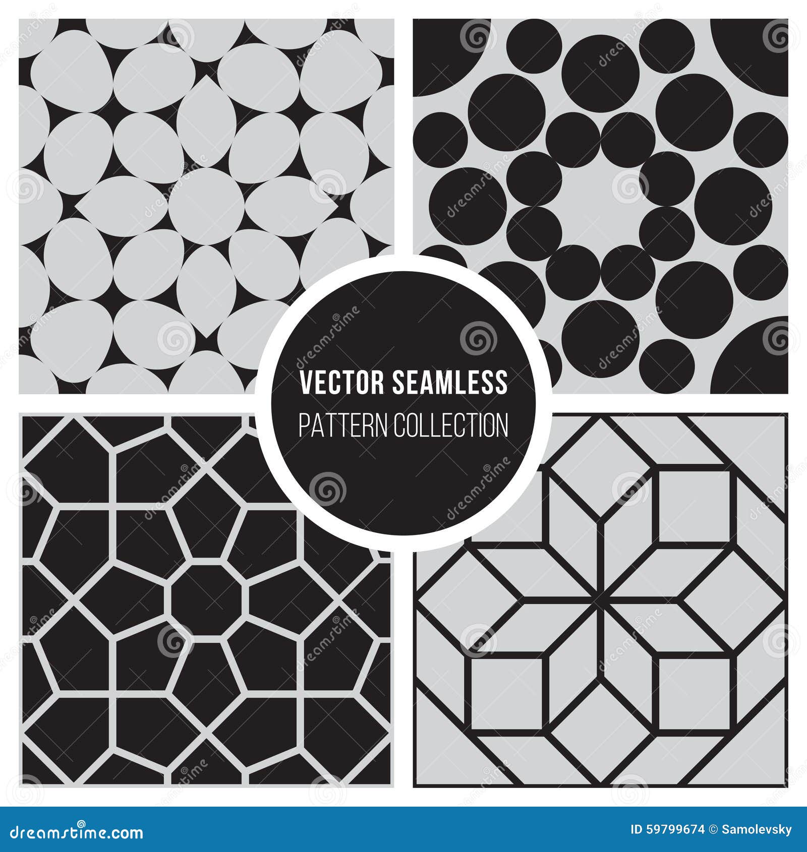 Vector Seamless BW Pattern Collection Stock Vector - Illustration of ...