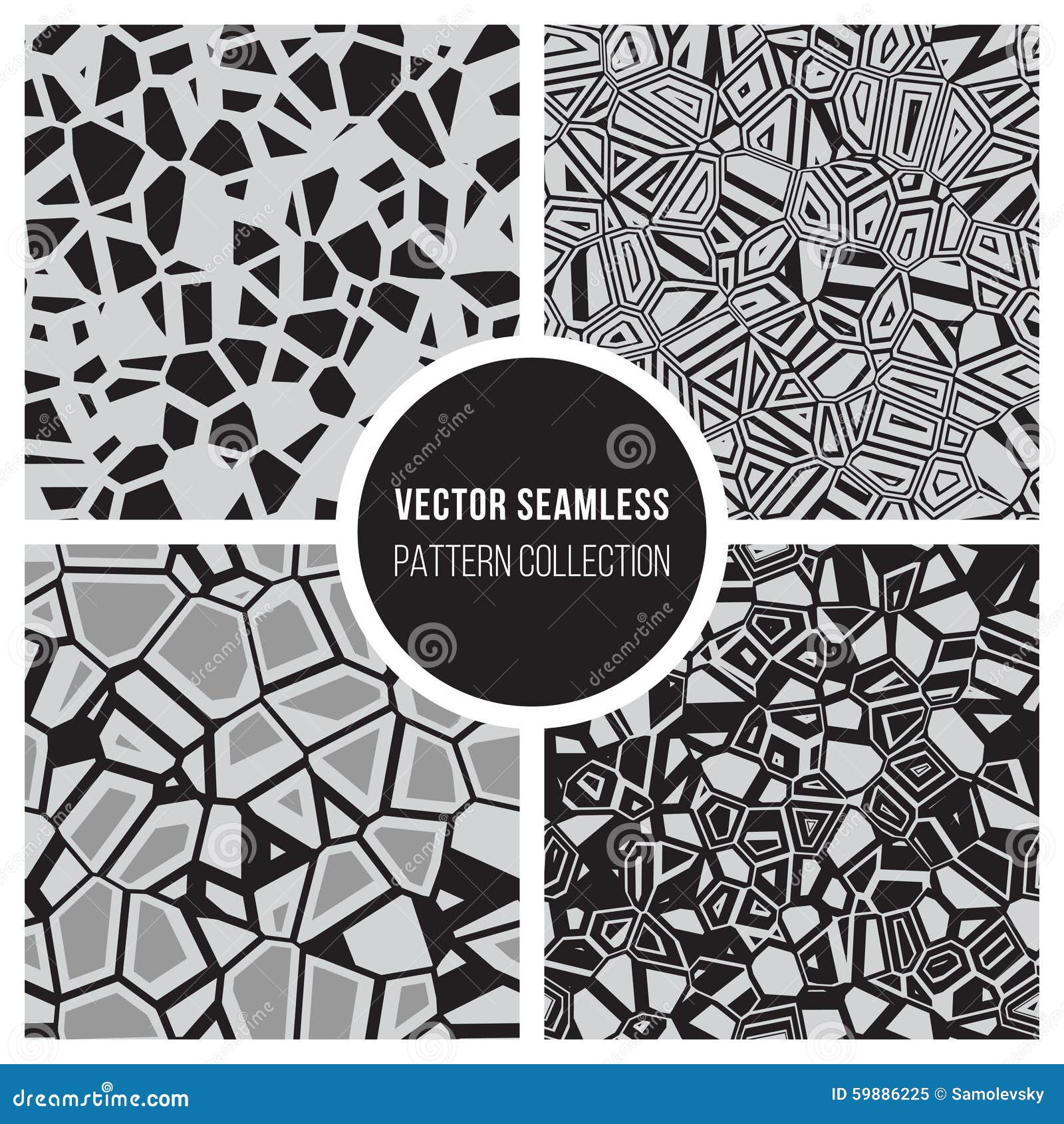 Vector Seamless BW Pattern Mosaic Collection Stock Illustration ...