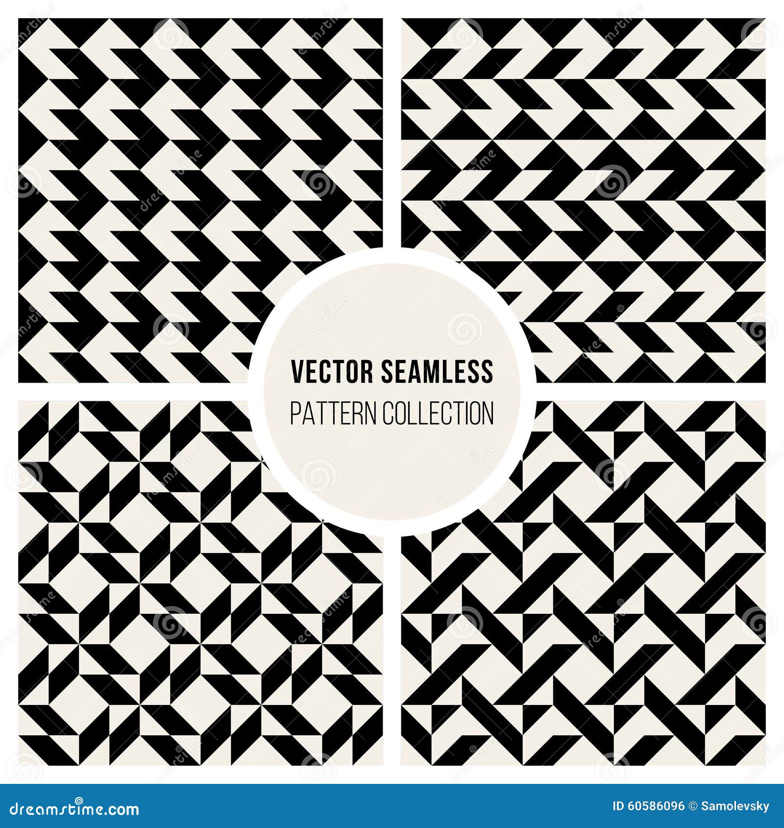 Vector Seamless BW Pattern Square Triangle Geometric Stock Vector ...