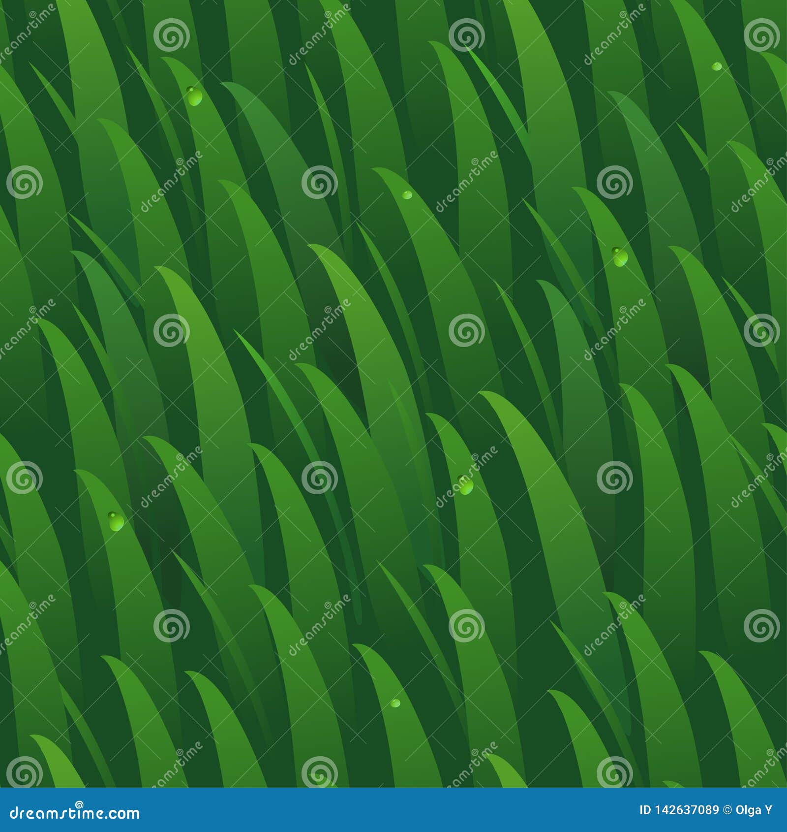 Vector Seamless Cartoon Grass with Dew Drops Stock Vector ...