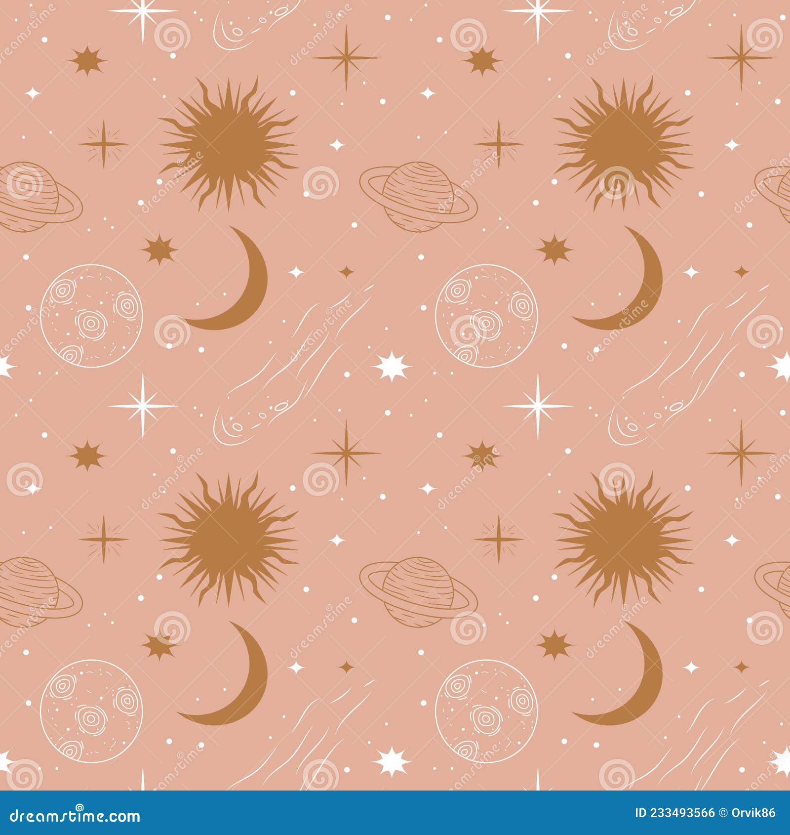 Vector Seamless Celestial Pattern on the Theme of Space, Astrology ...