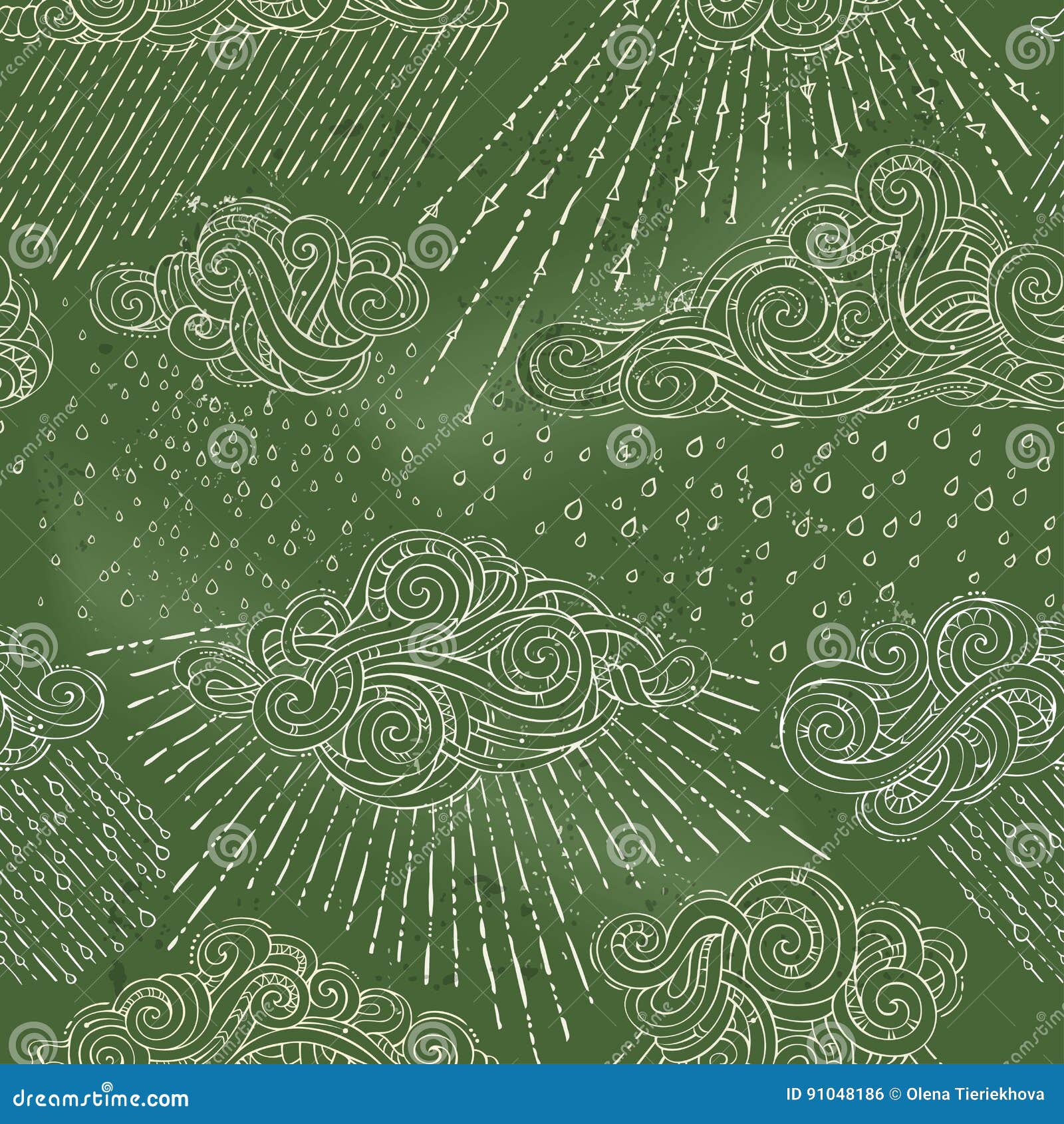 Vector Seamless Chalk Rainy Pattern. Stock Vector - Illustration of ...