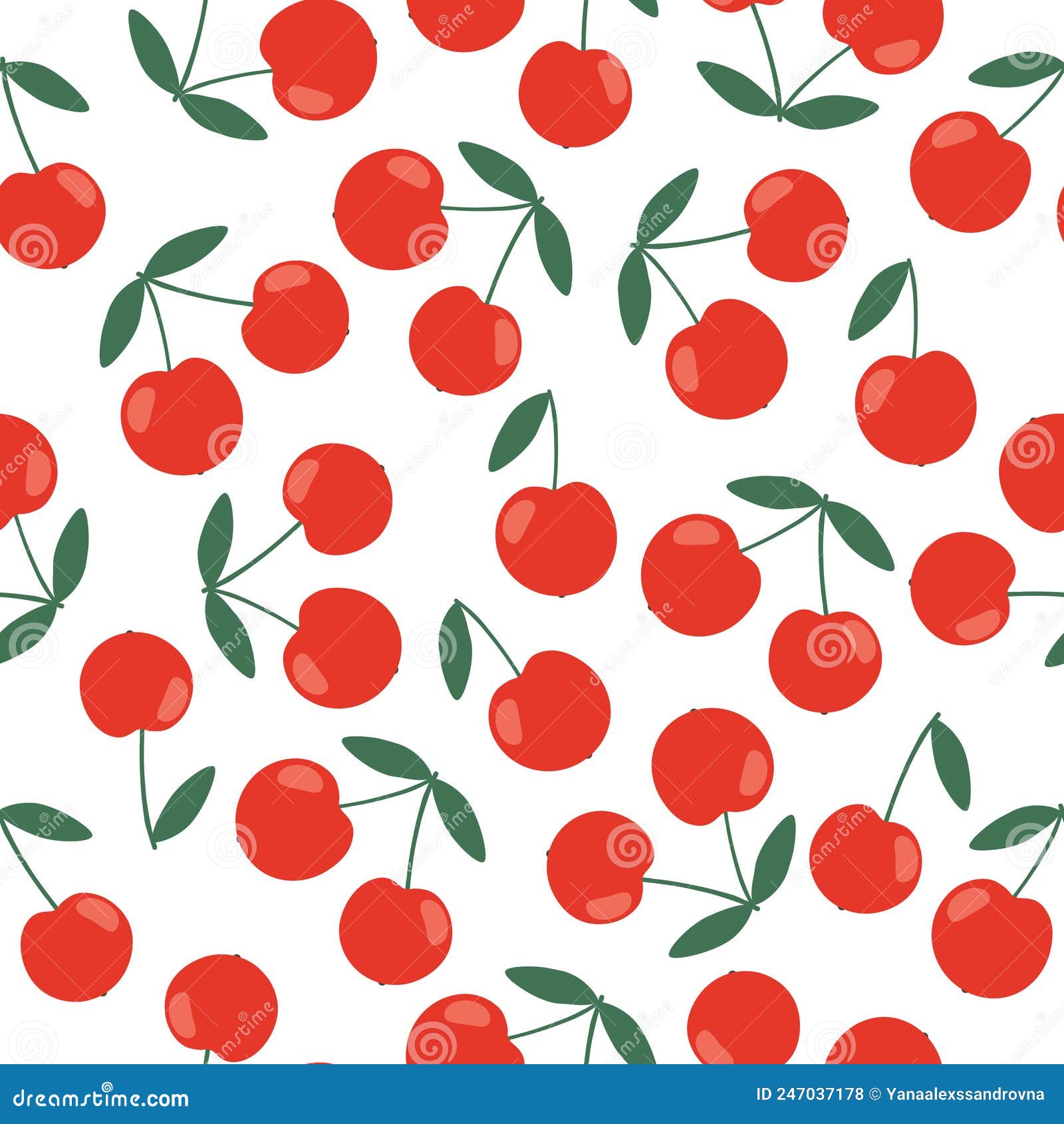 Vector Seamless Cherry Pattern. Summer Fruit Pattern. Illustration for ...