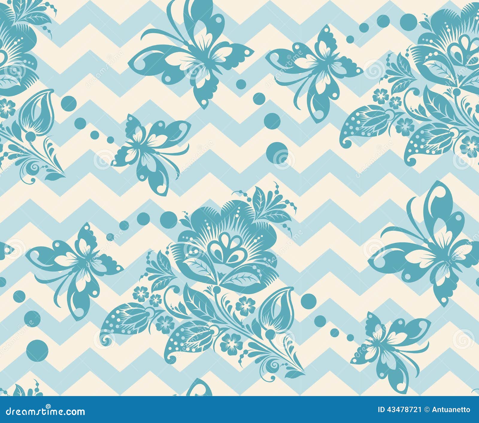 Vector Seamless Chevron Floral Background Stock Vector - Illustration ...