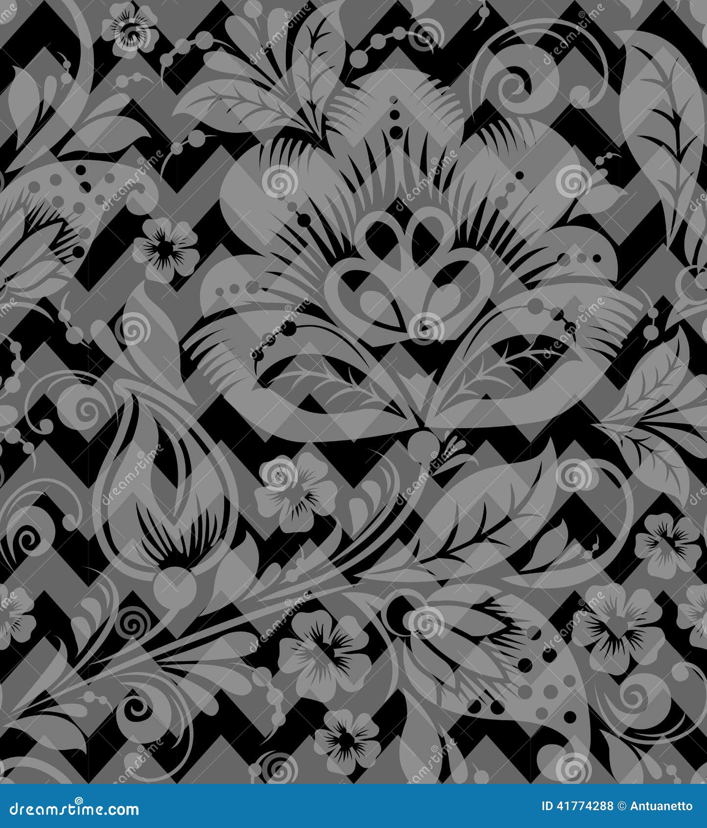 Vector Seamless Chevron Floral Background Stock Vector - Illustration ...