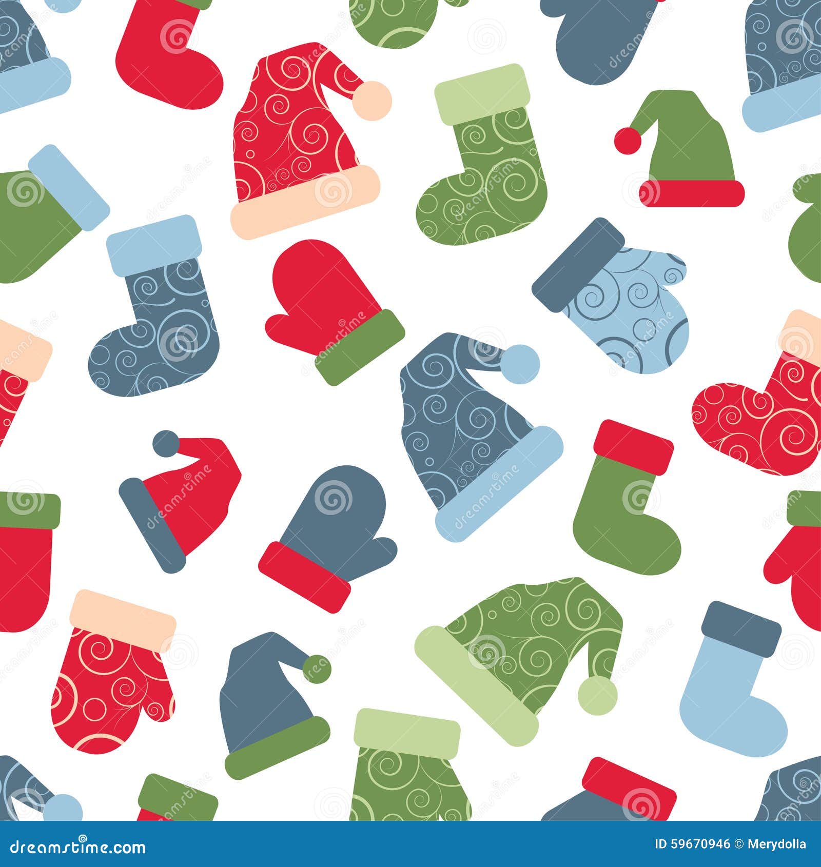 Vector Seamless Christmas Pattern with Santa Clothing Stock Vector ...