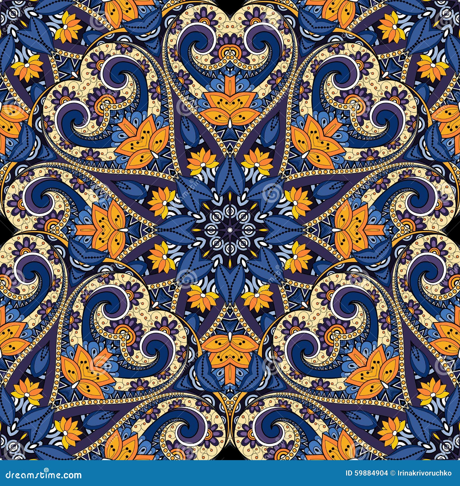 Vector Seamless Colored Ornate Pattern Stock Vector - Illustration of ...