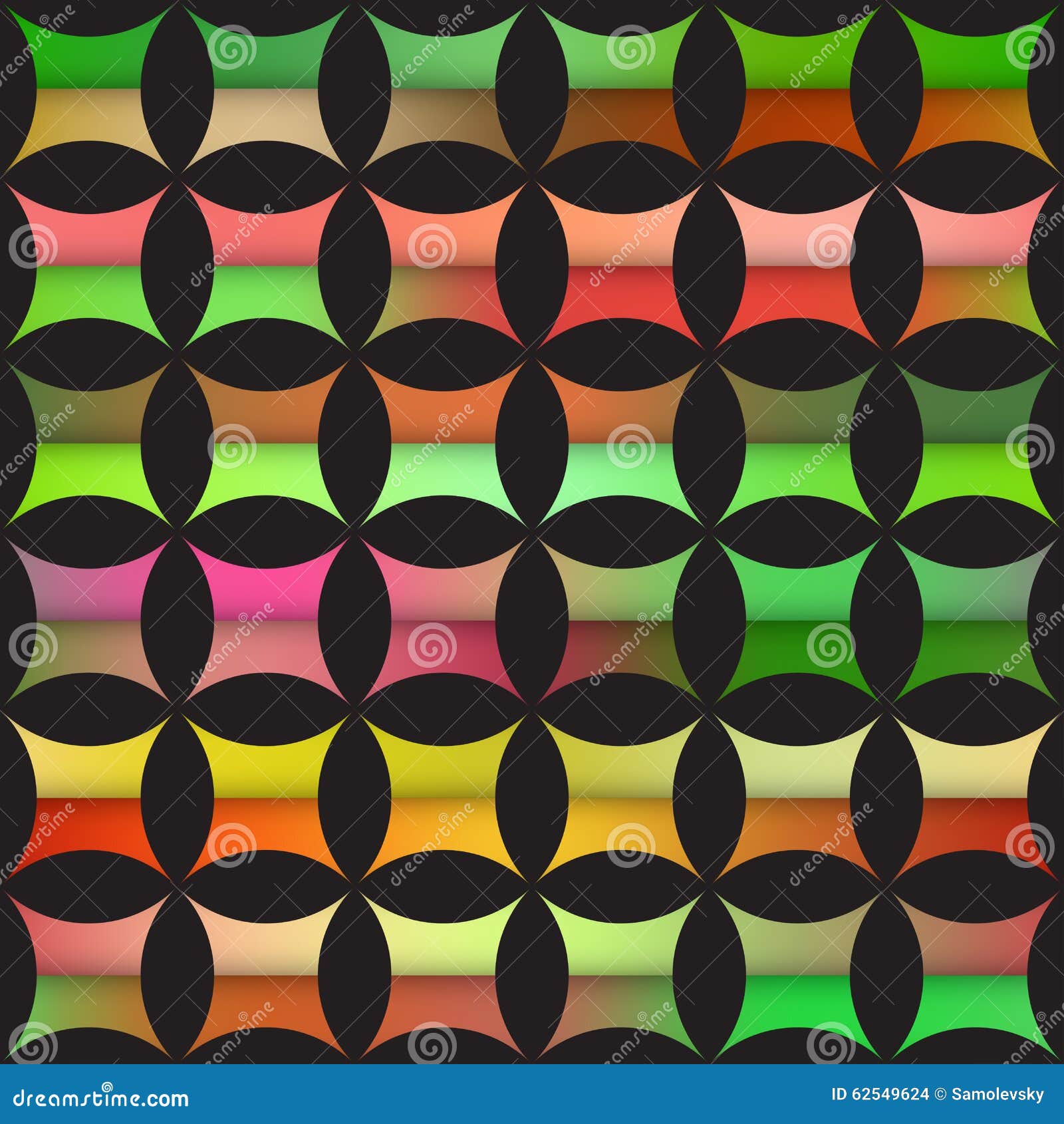 Vector Seamless Colorful Gradient Rounded Star Quilt Tiling Black Arc ...